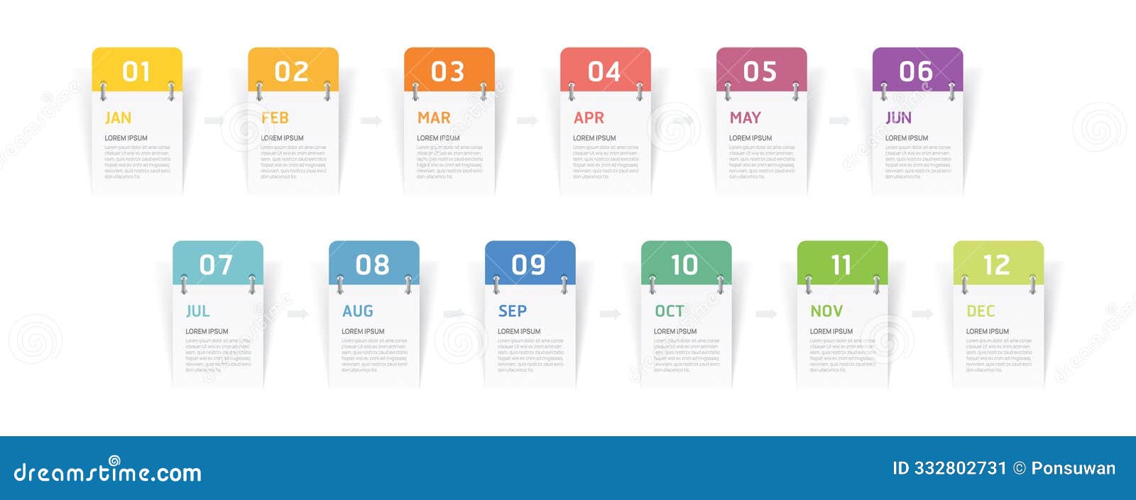 Infographic Template for Business. 12 Months Modern Timeline Element ...