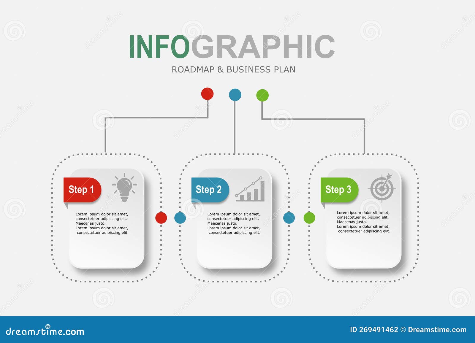Infographic Template for Business Plan ,strategy, Roadmap. 3 Steps ...