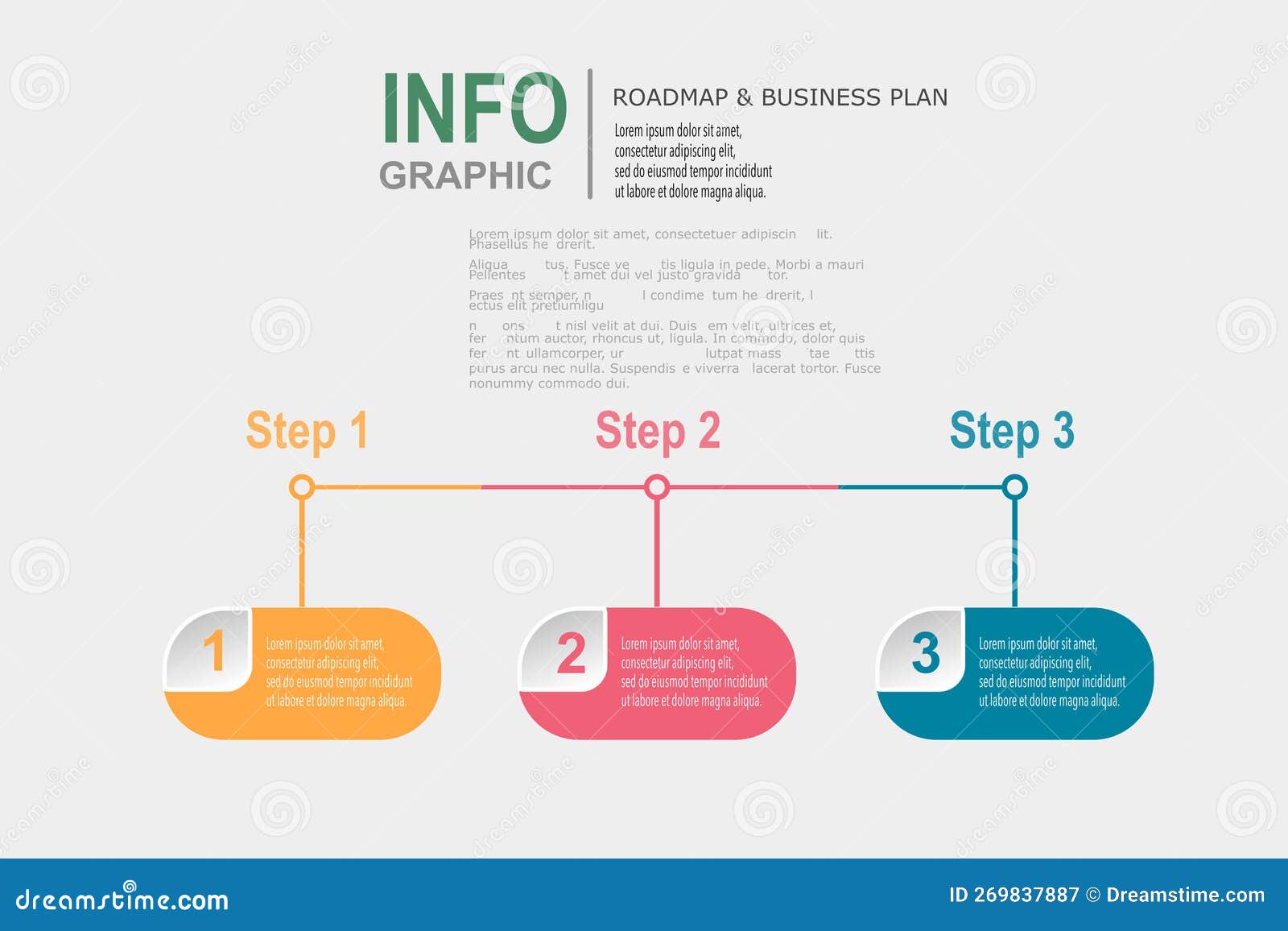Infographic Template for Business Plan ,strategy, Roadmap. 3 Steps ...