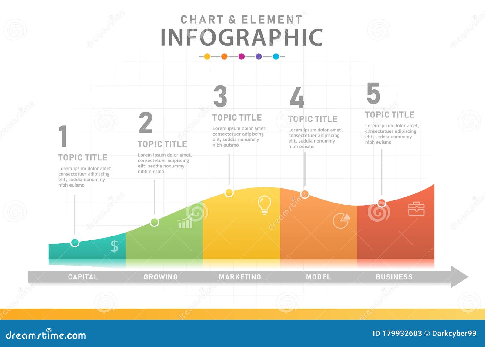 Infographic 5 Steps Modern Chart Diagram with Curves. Stock Vector ...