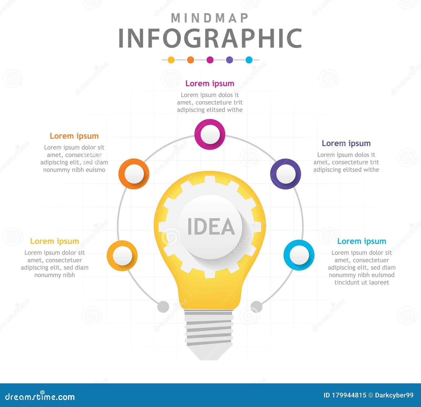 Infographic 6 Steps Modern Mindmap Diagram with Light Bulb ...