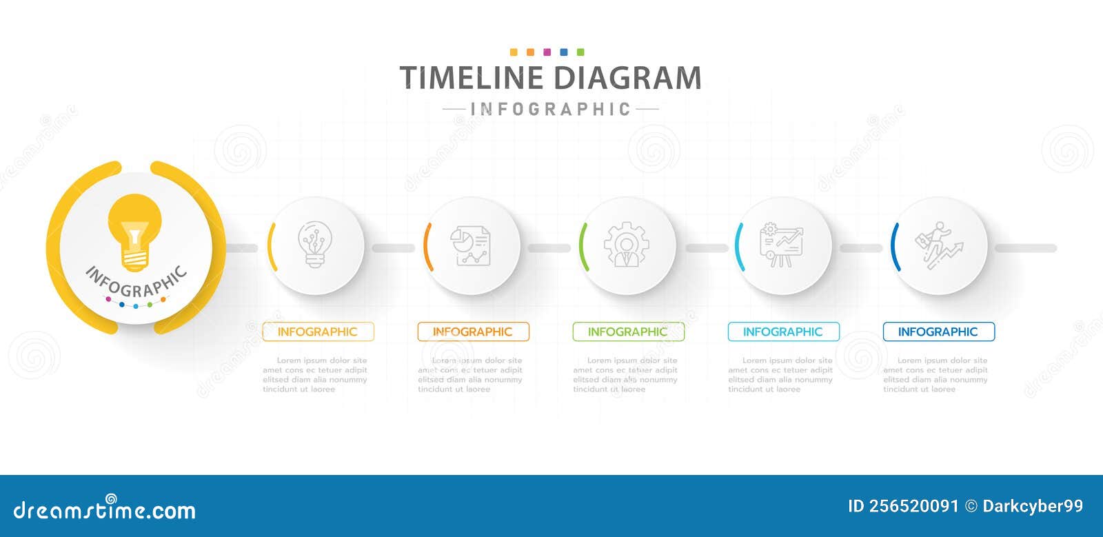 Infographic 5 Steps Modern Timeline Diagram with Progress Circle Topics ...