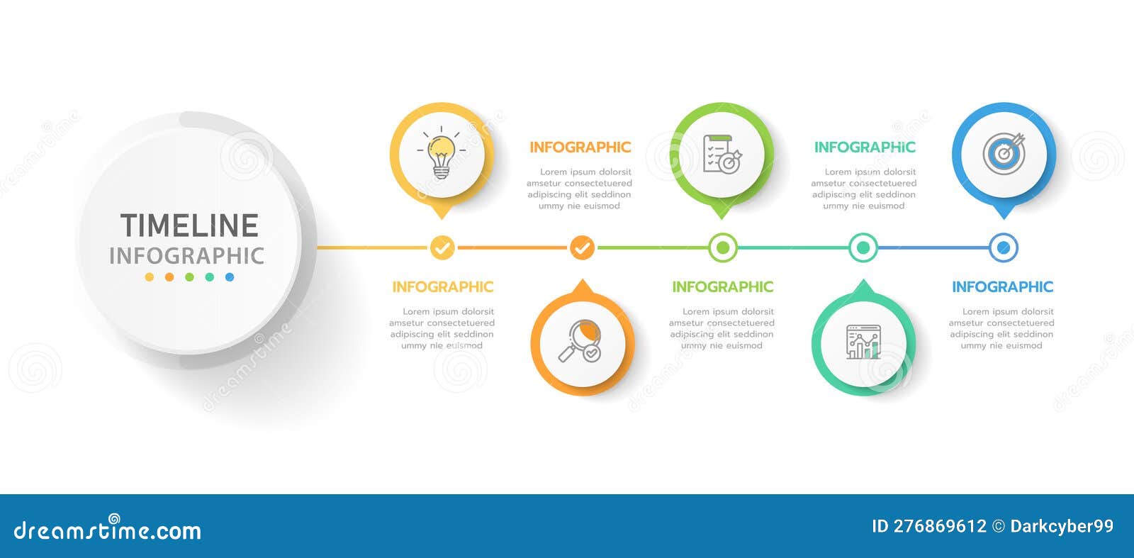 Infographic 5 Steps Modern Timeline Diagram Roadmap with Circle Topic ...