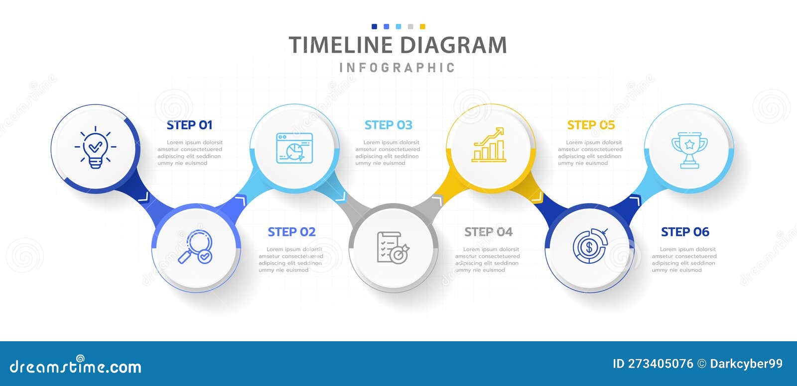Infographic 6 Steps Modern Timeline Diagram Roadmap with Connected Path ...