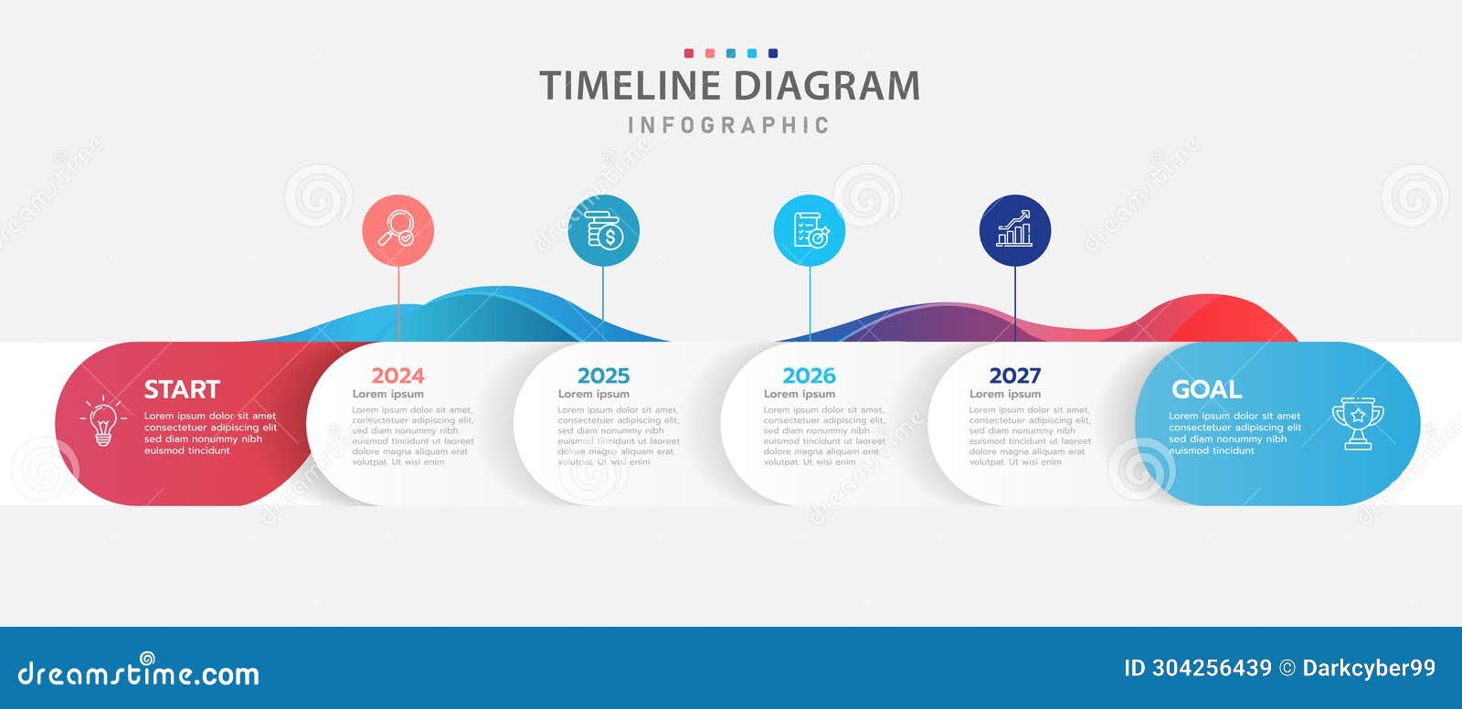 Infographic 6 Steps Modern Timeline Diagram with Roadmap and Rounded ...