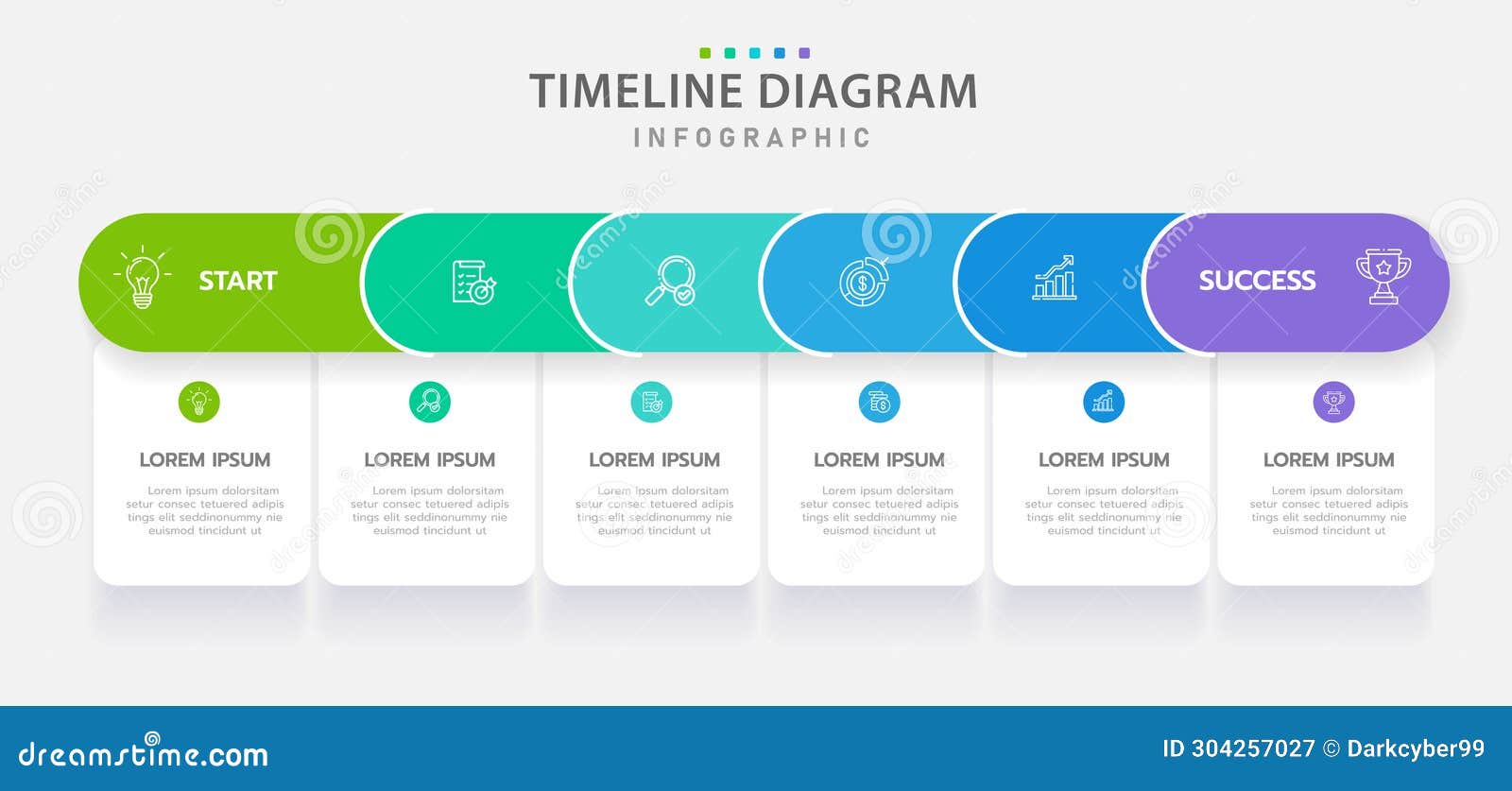 Infographic 6 Steps Modern Timeline Diagram with Roadmap and Rounded ...