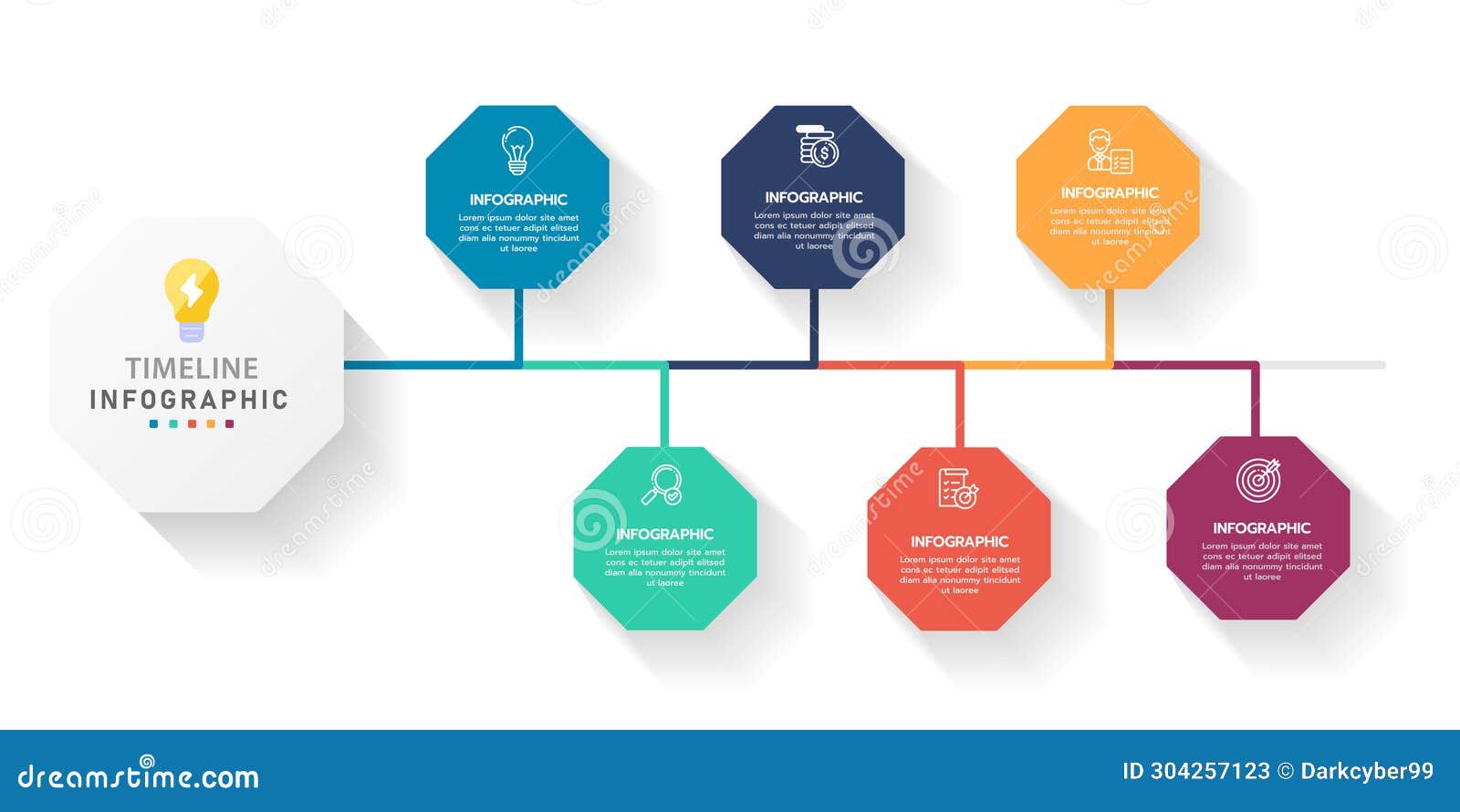 Infographic 6 Steps Modern Timeline Diagram with Roadmap and Topic ...