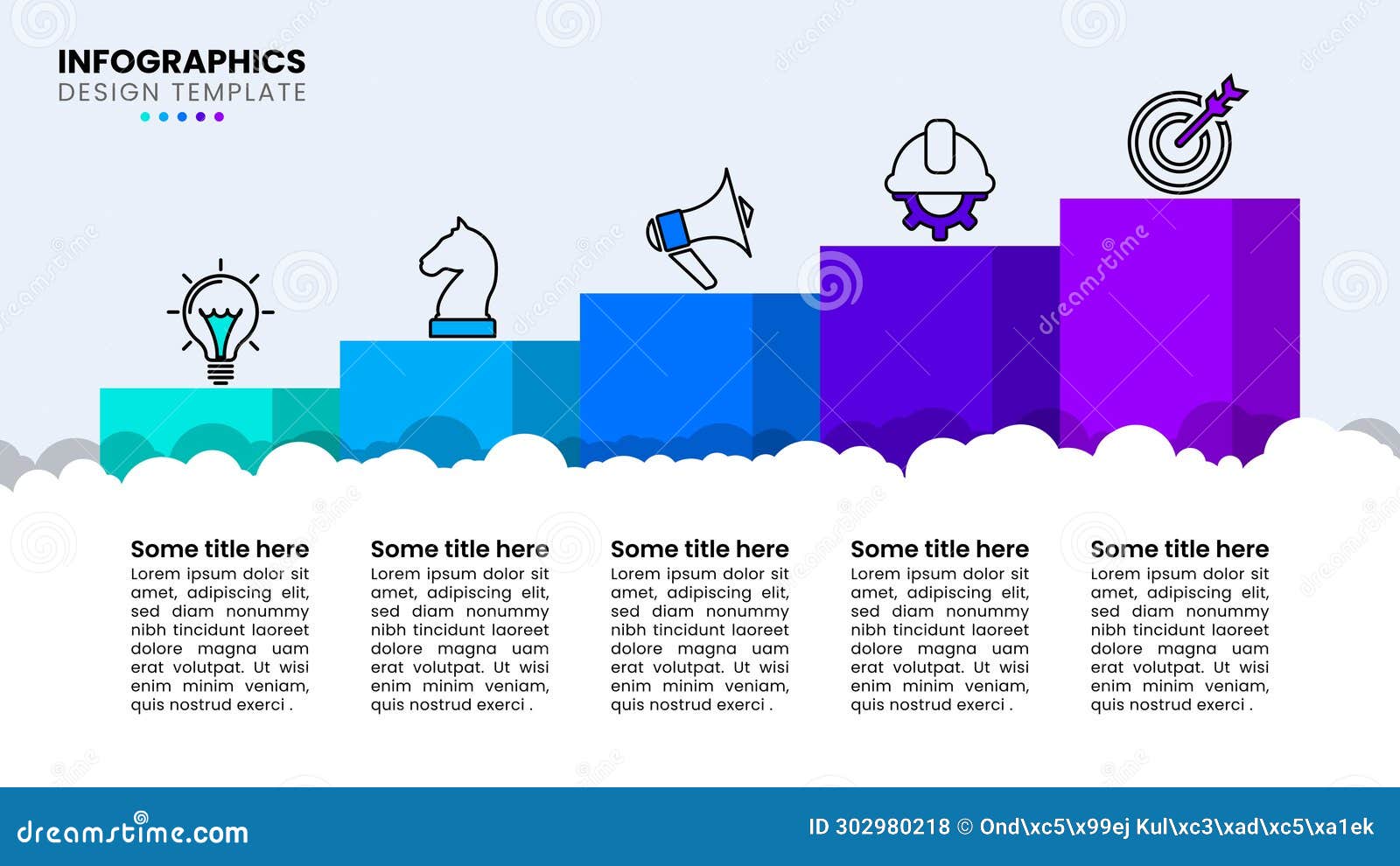 Infographic Template. Chart Above the Clouds with 5 Steps Stock Vector ...