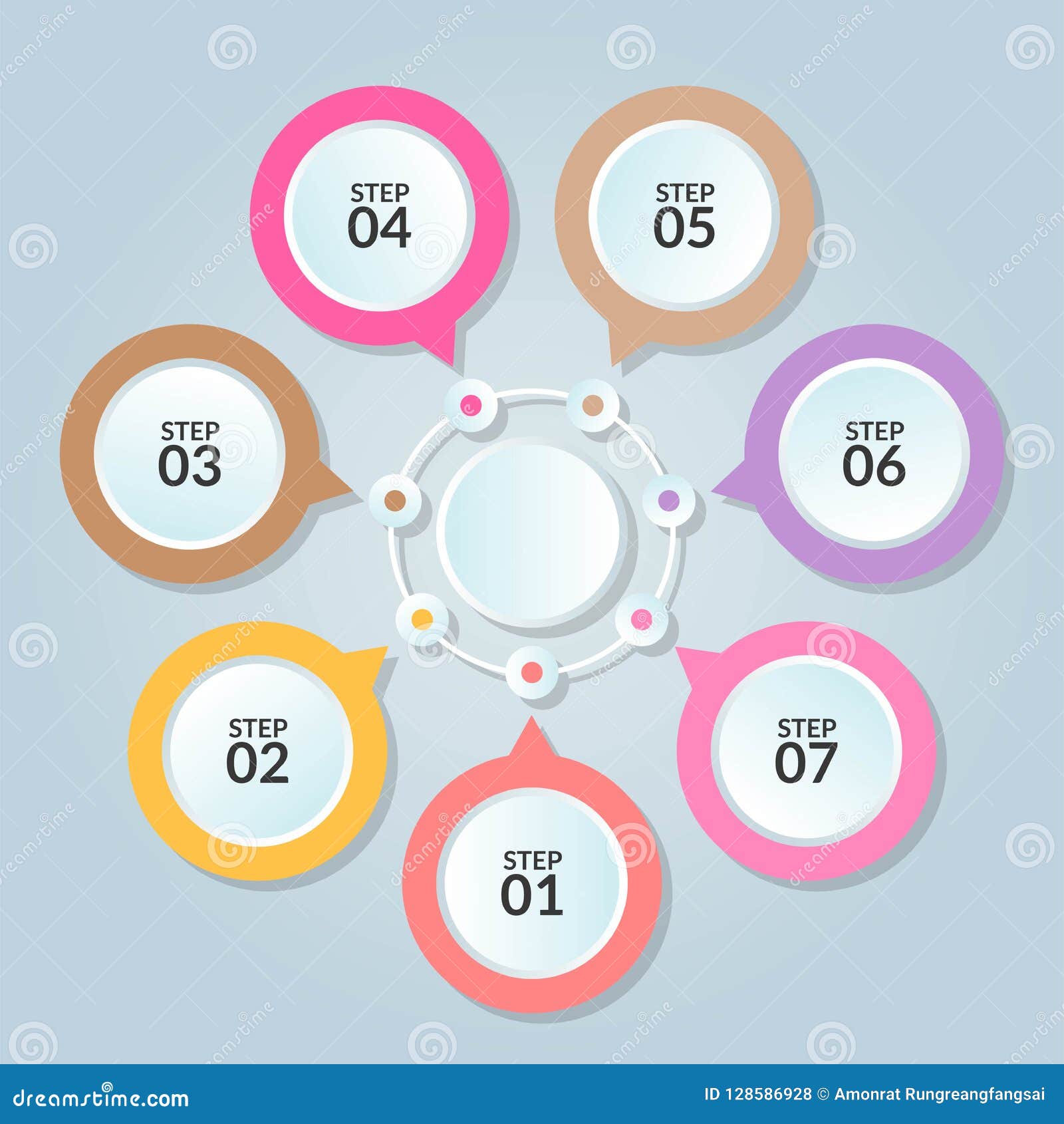 Infographic Template of Circle Connection for Use in Workflow Di Stock ...
