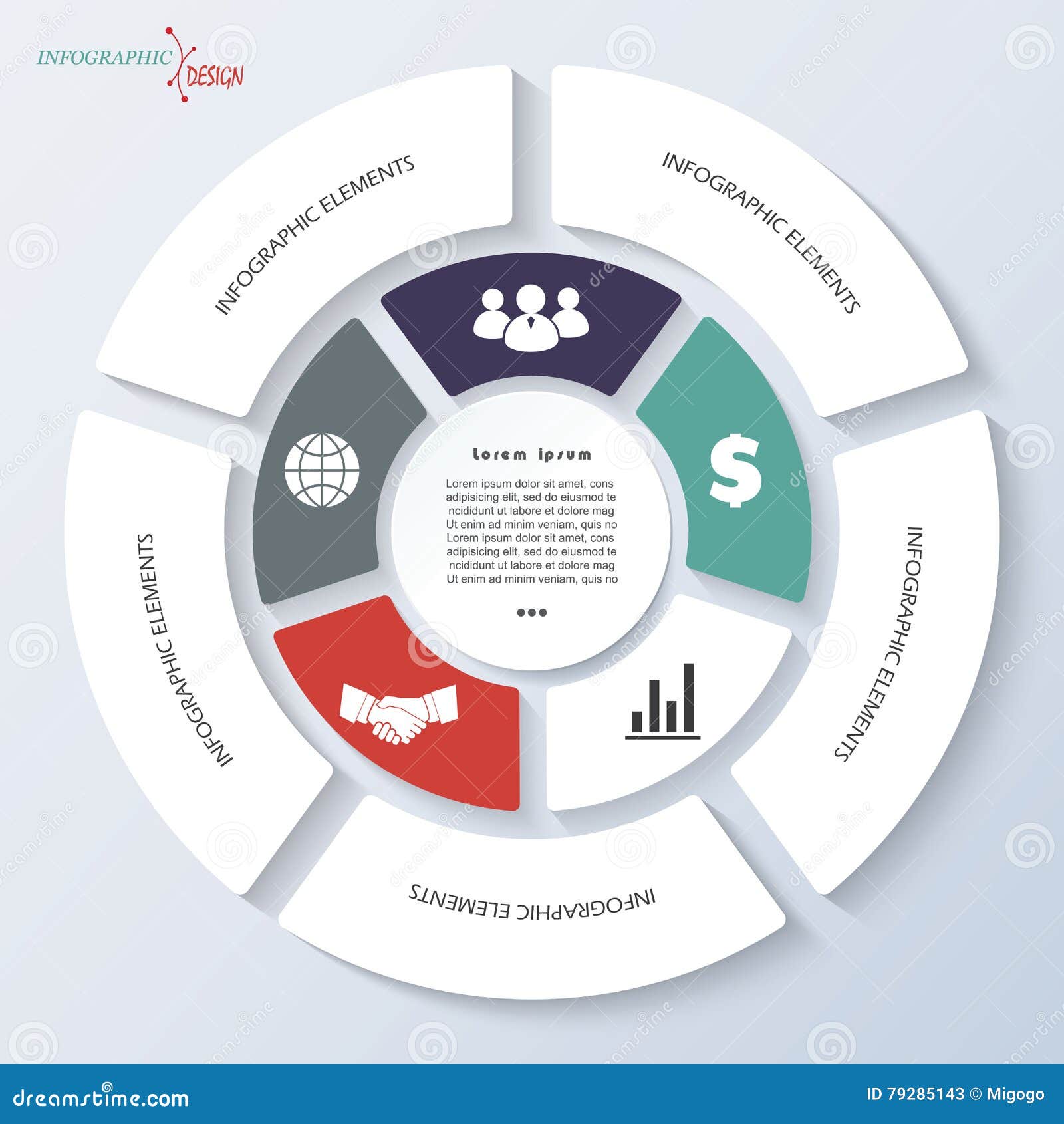 Infographic Template with Circle and Five Segments. Stock Vector ...
