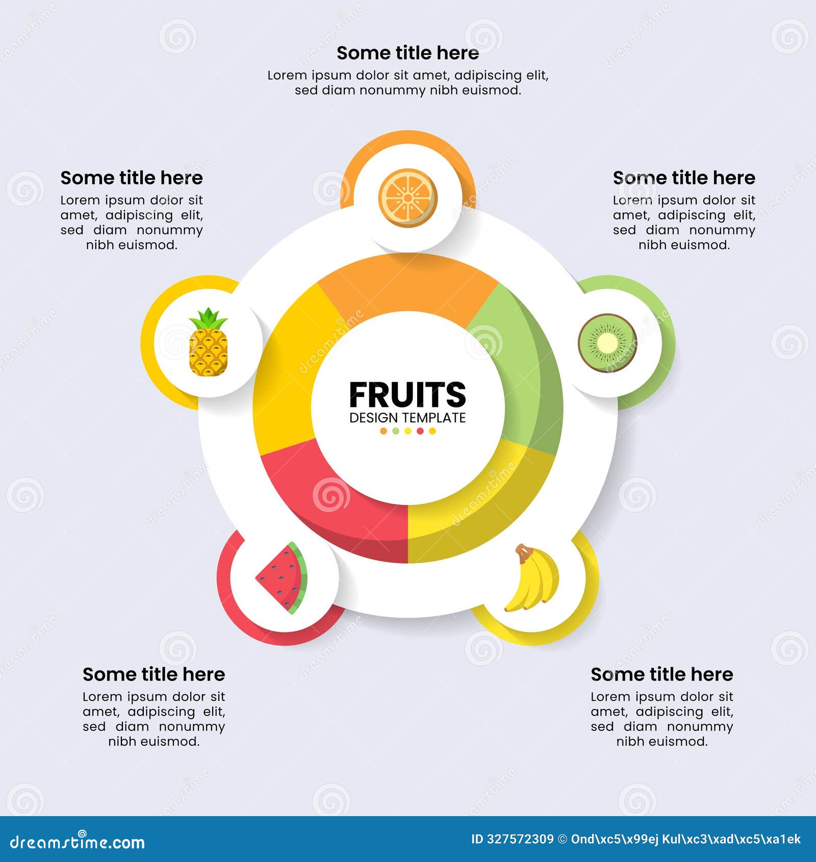 Infographic Template. Circle with Fruit and 5 Steps Stock Vector ...