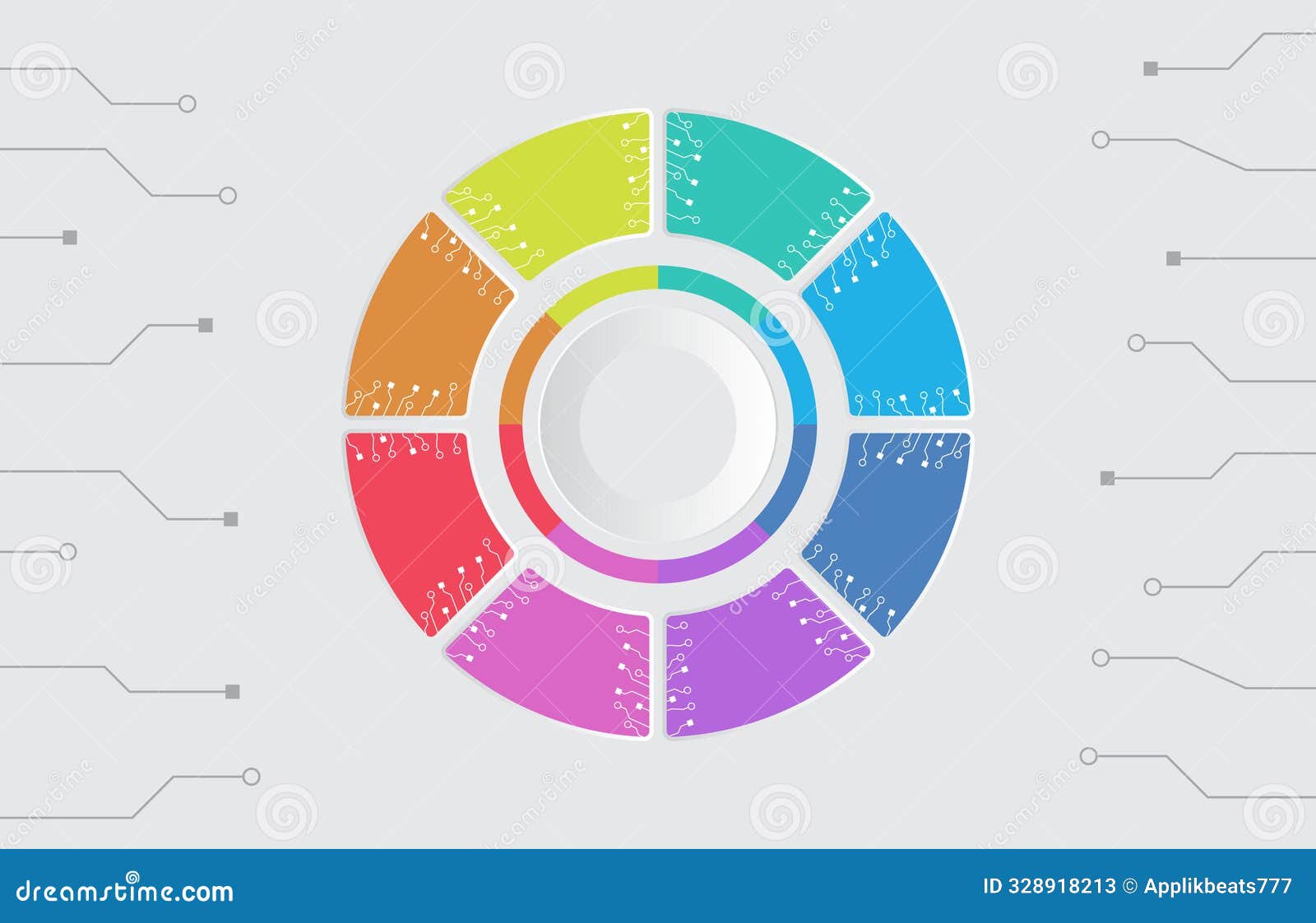 Infographic Template of Circle Pie Chart Modern with Circuit Line ...