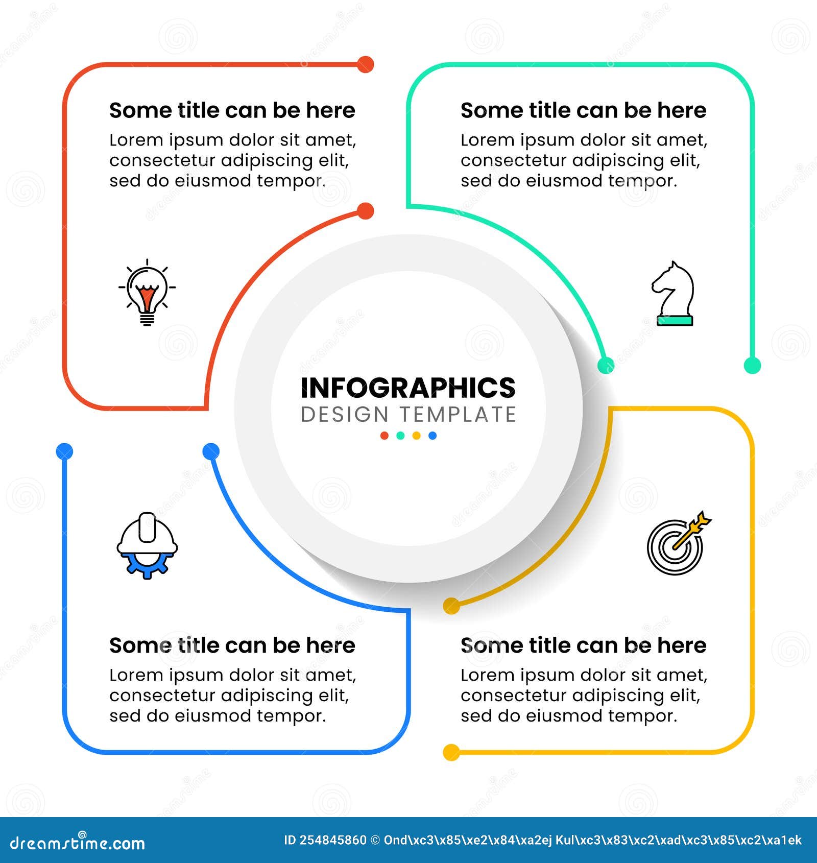 Infographic Template. Circle with 4 Rectangles Around the Center Stock ...