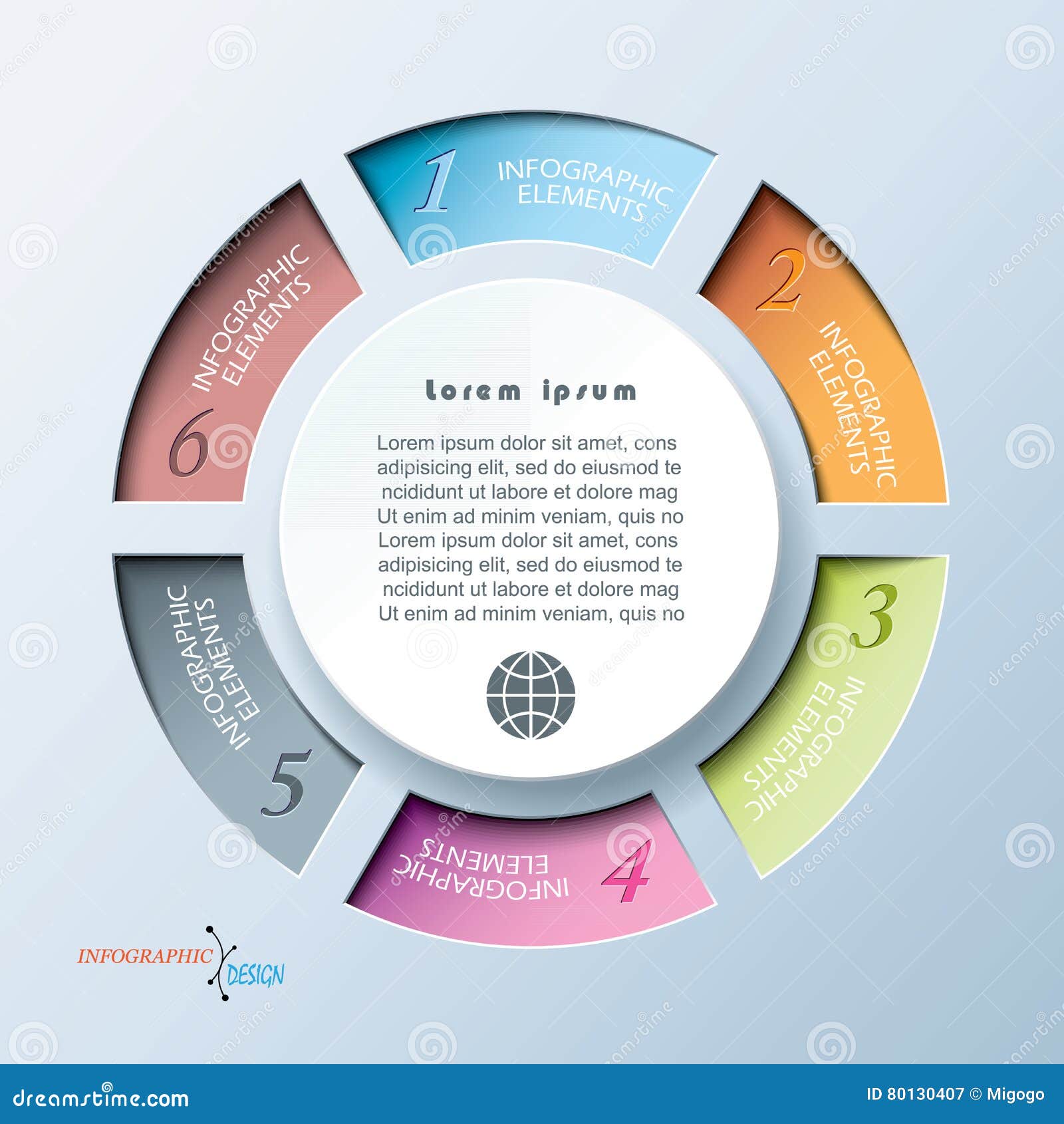 Infographic Template with Circle and Six Segments. Stock Vector ...