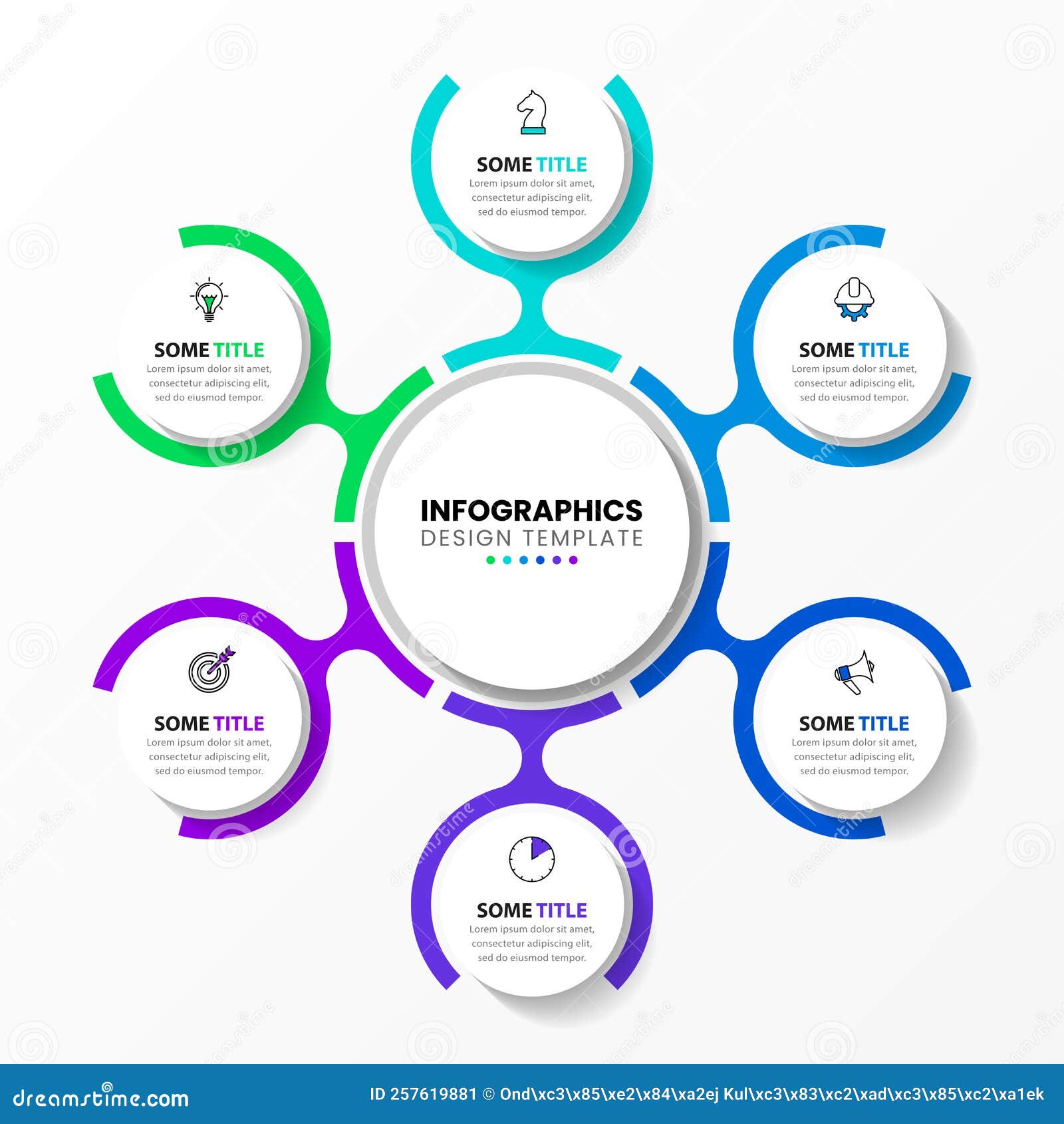 Infographic Template A Circle With 6 Steps Connected To The Center