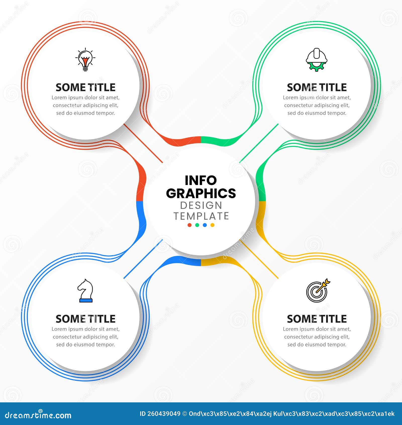 Infographic Template Circle With 4 Steps And Lines Stock Vector