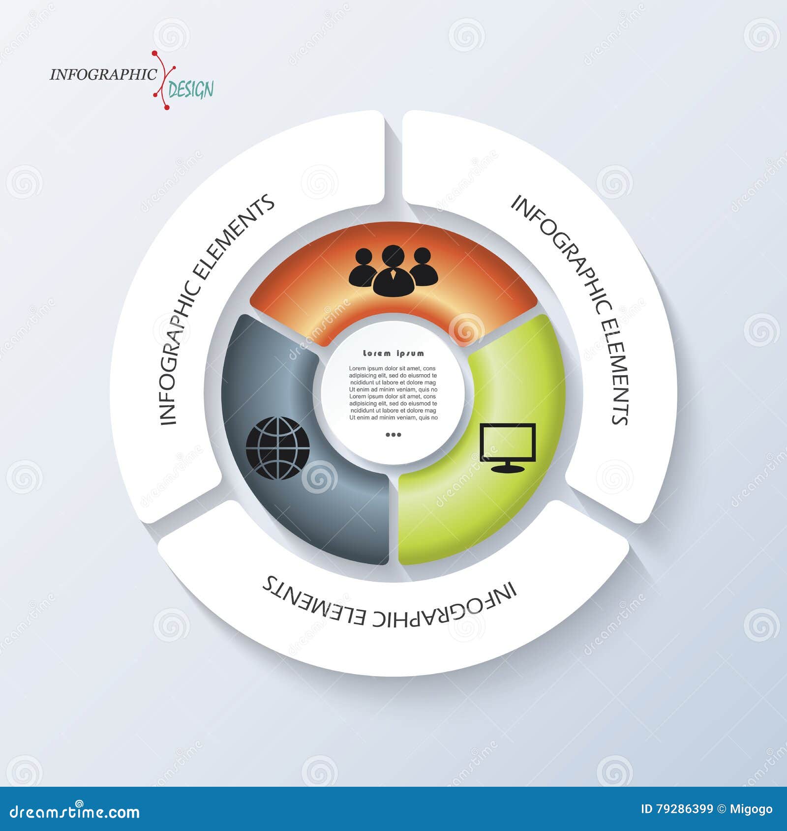 Infographic Template with Circle and Three Segments. Stock Vector ...