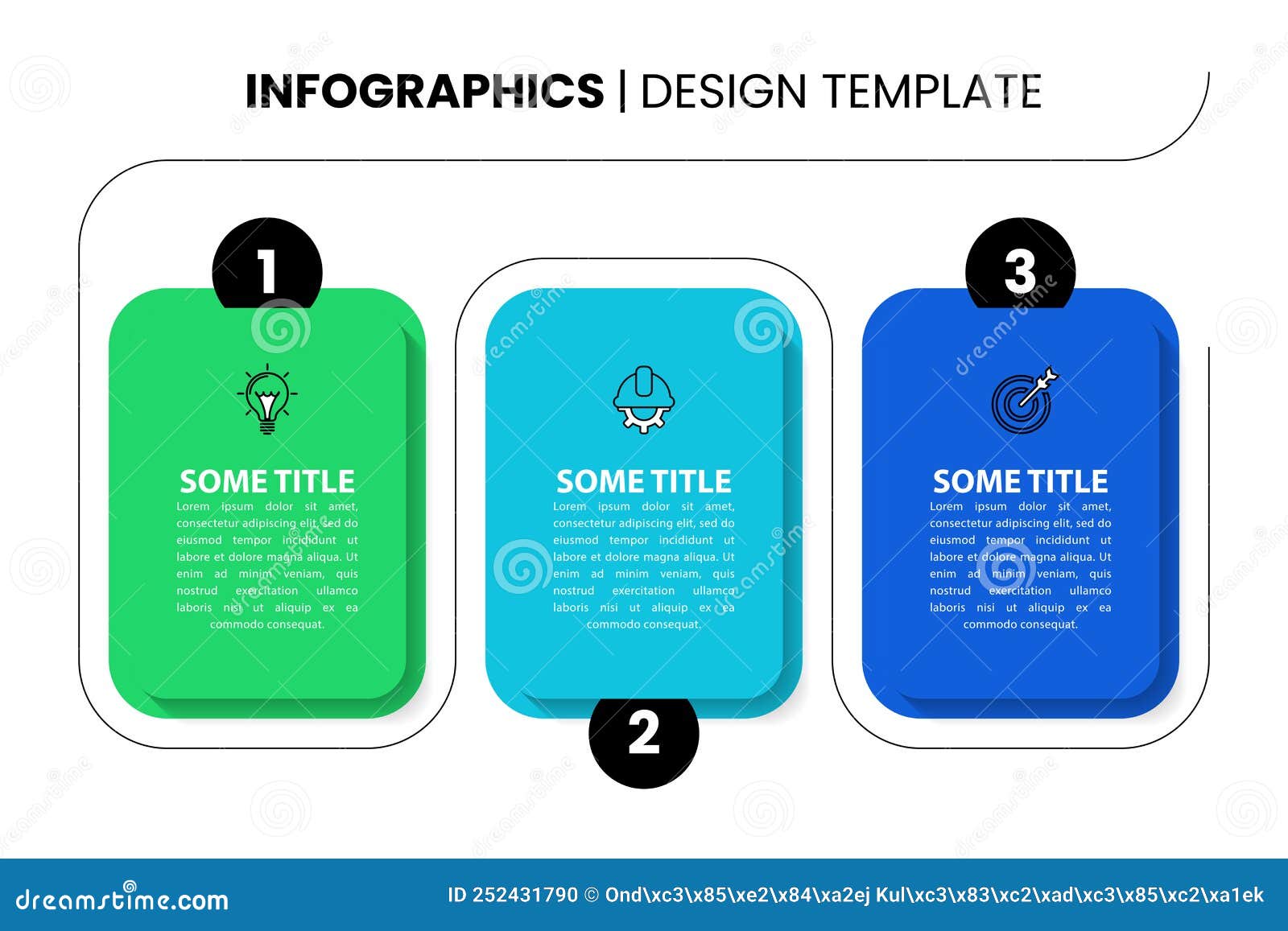 Infographic Template. 3 Colored Rectangles with Connecting Line Stock ...