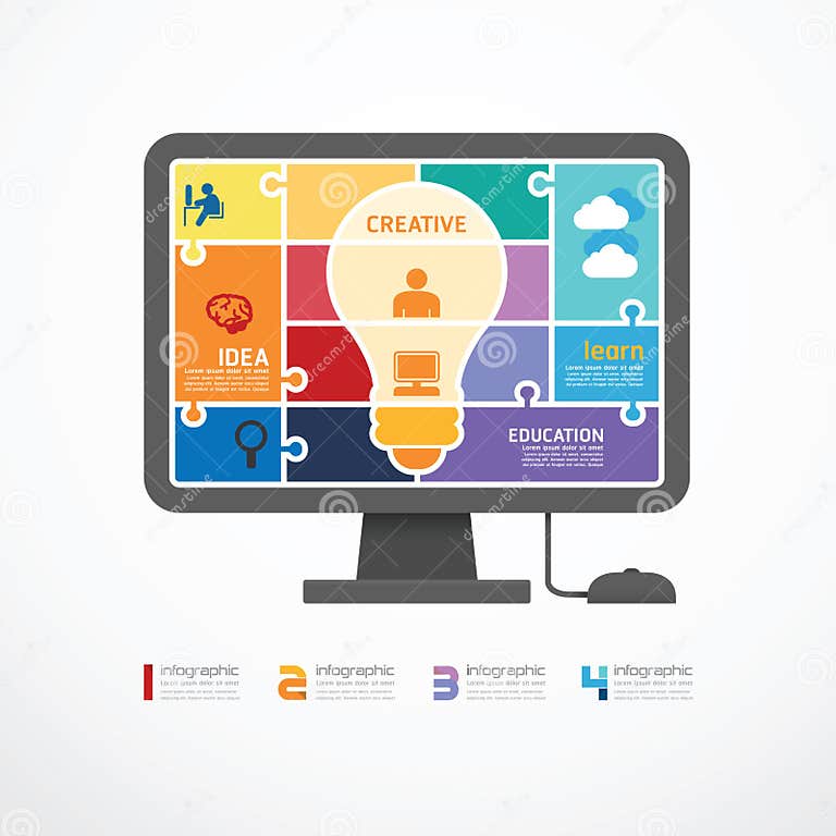 Infographic Template Computer Jigsaw Banner . Conc Stock Vector ...