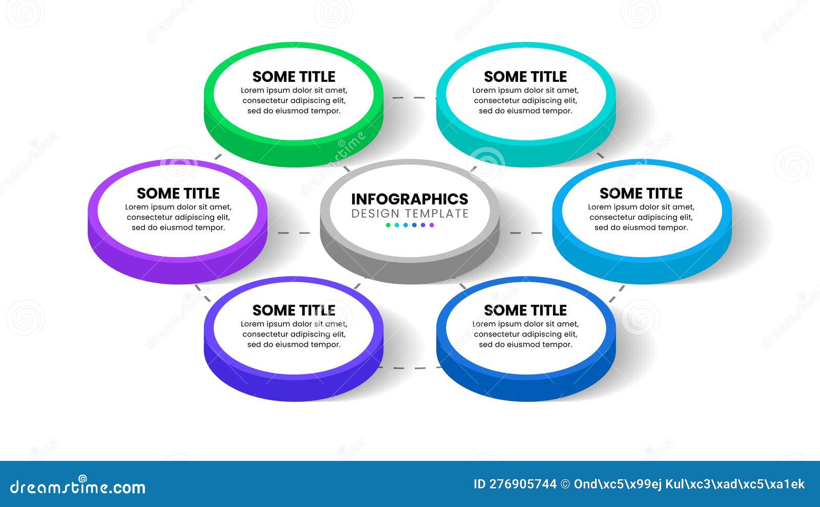 Infographic Template. 6 Connected Isometric Circles with Text Stock ...