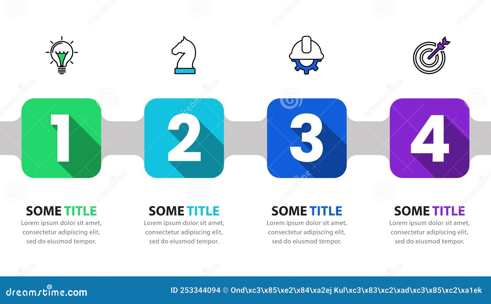 Infographic Template. 4 Connected Squares with Numbers Stock Vector ...