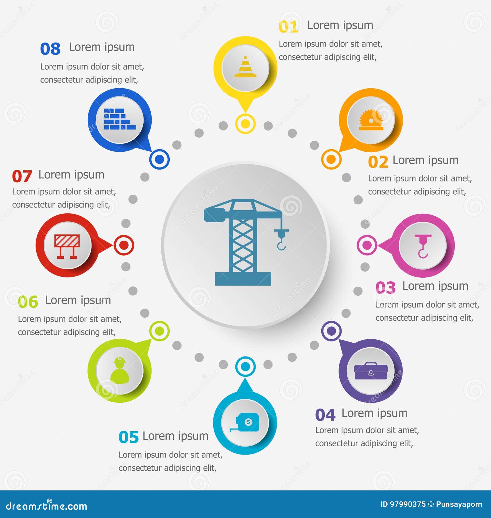 Infographic Template with Construction Icons Stock Vector ...