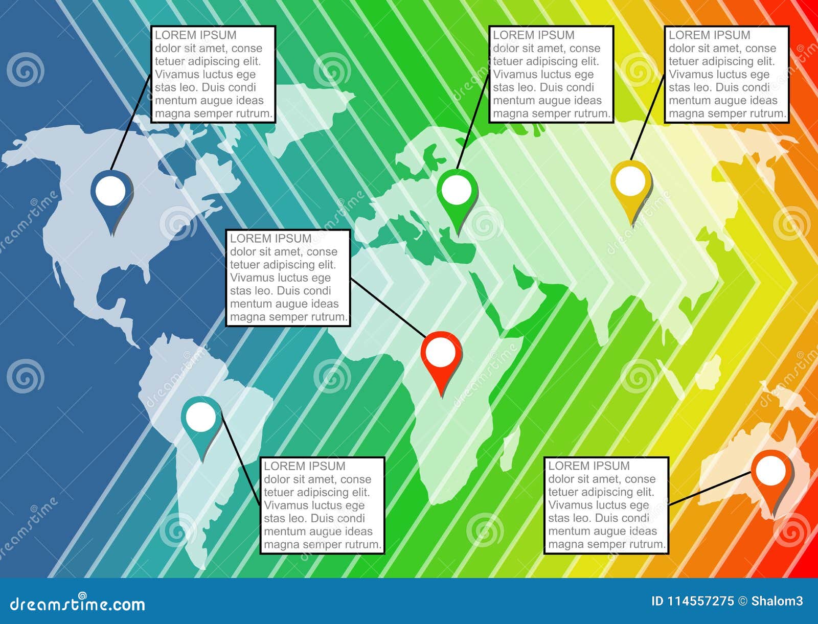 Infographic Template with Contours of the Continents on Rainbow ...
