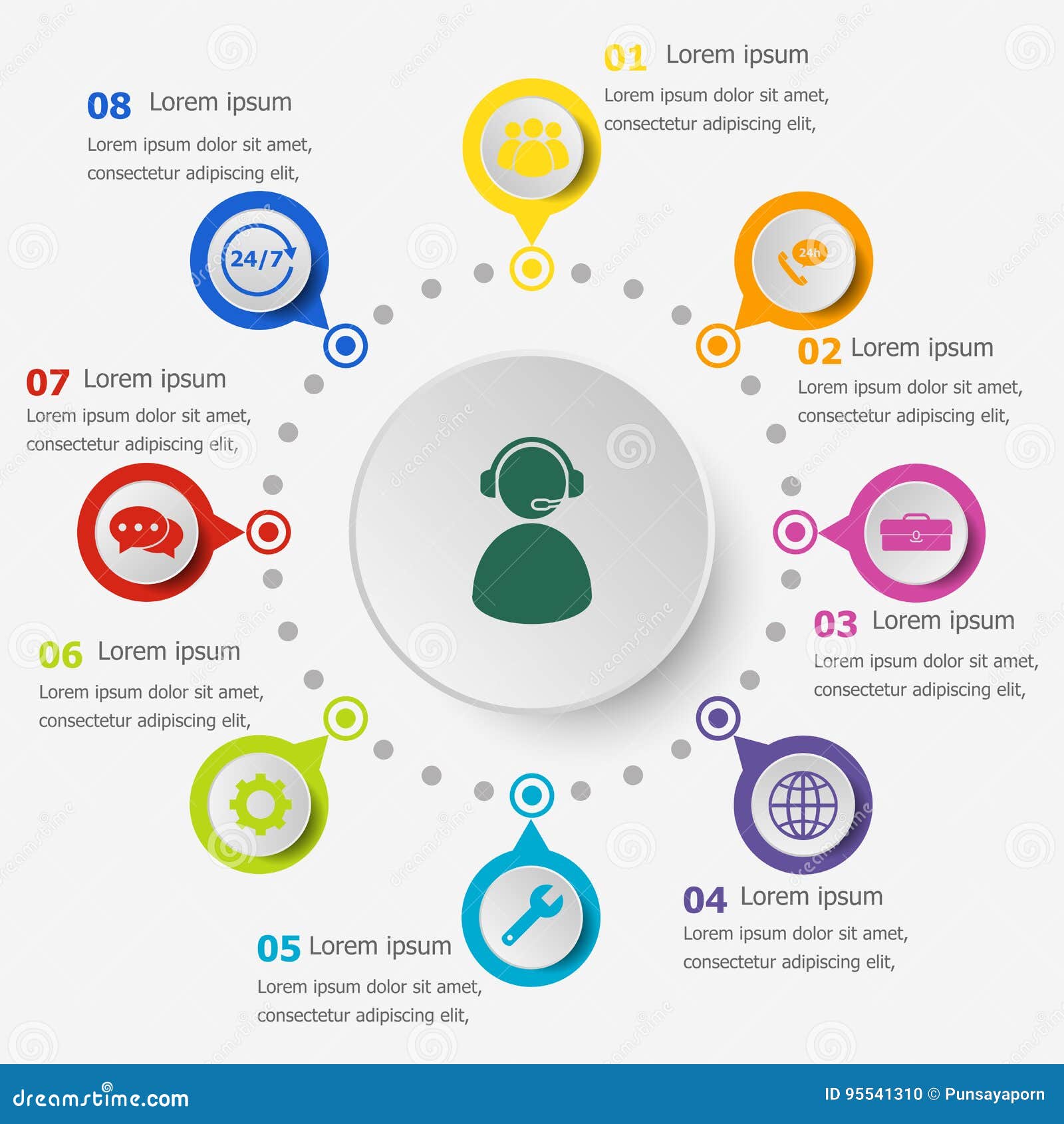 Infographic Template with Customer Service Icons Stock Vector ...