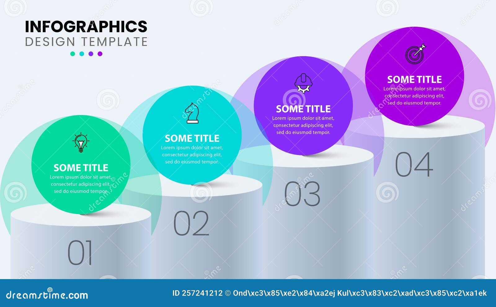 Infographic Template. 3d Columns with 4 Circles and Text Stock Vector ...