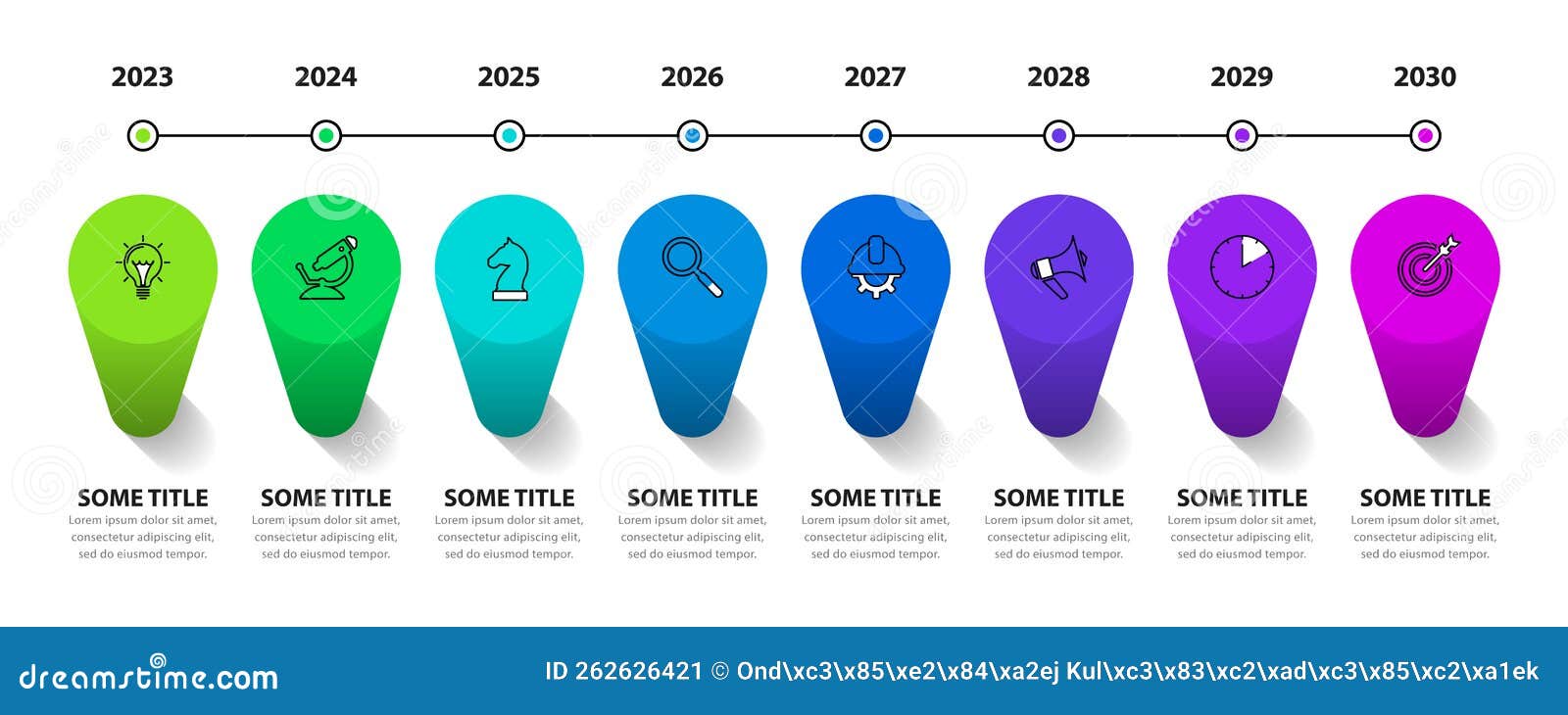 Infographic Template. 3d Columns with 8 Steps and Timeline Stock Vector ...