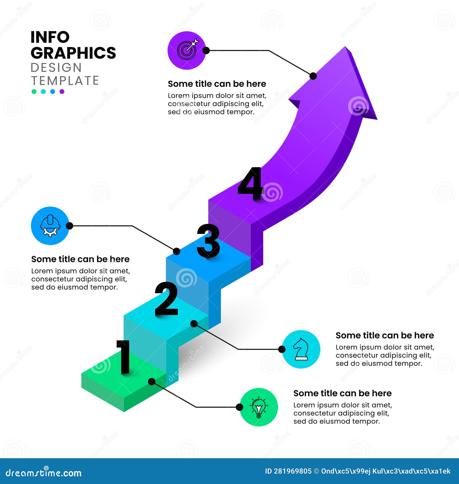 Infographic Template. 3d Isometric Staircase with Arrow and 4 Steps ...