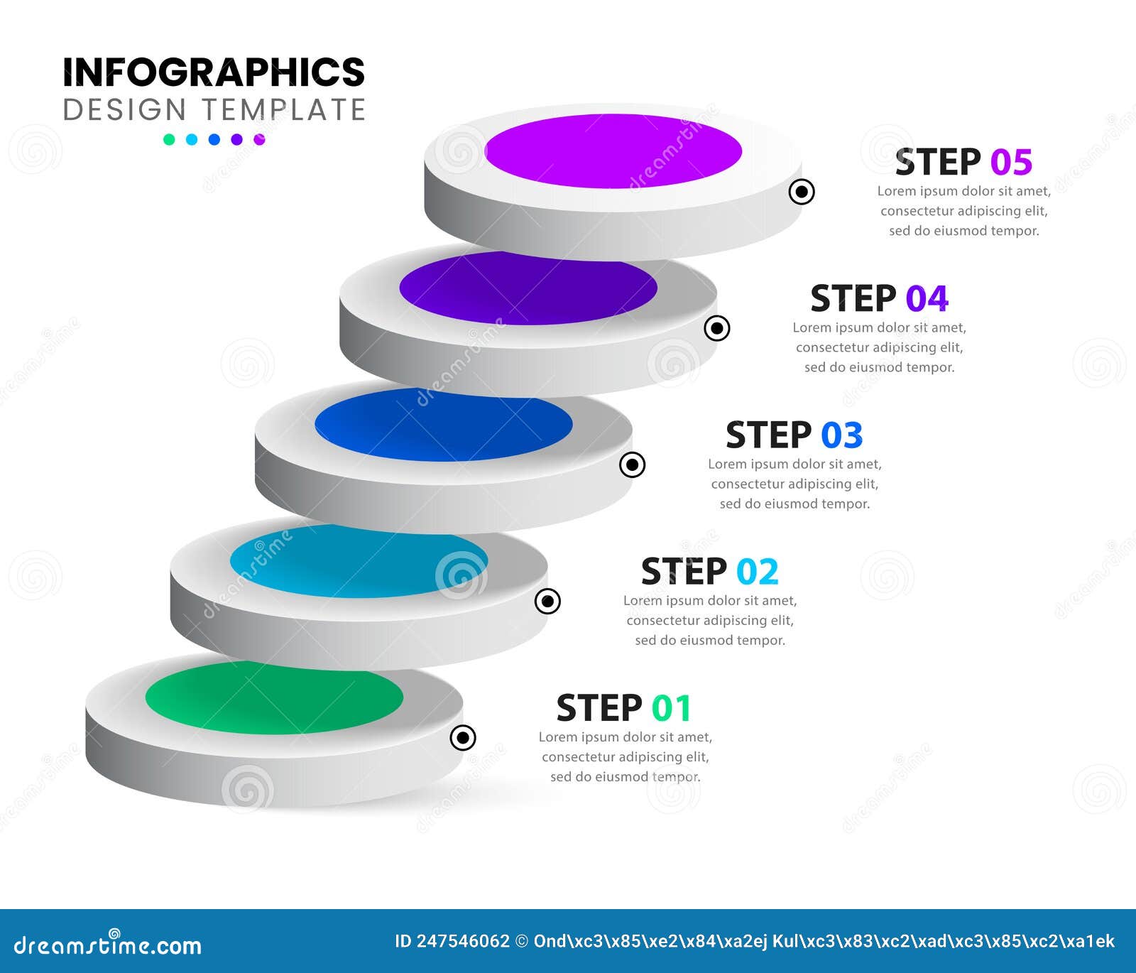 Five Staircase Strategy Steps Go To Be The Creativity, Vector ...