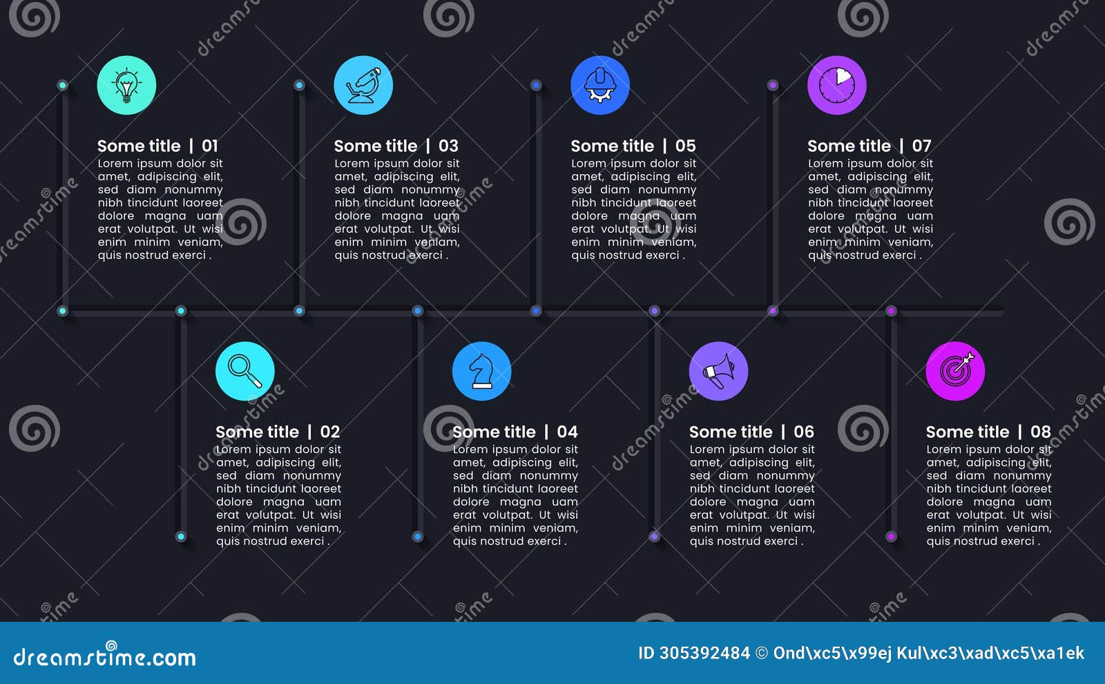 Dark Timeline Made From Seven Rainbow Color Transparent Triangles With ...