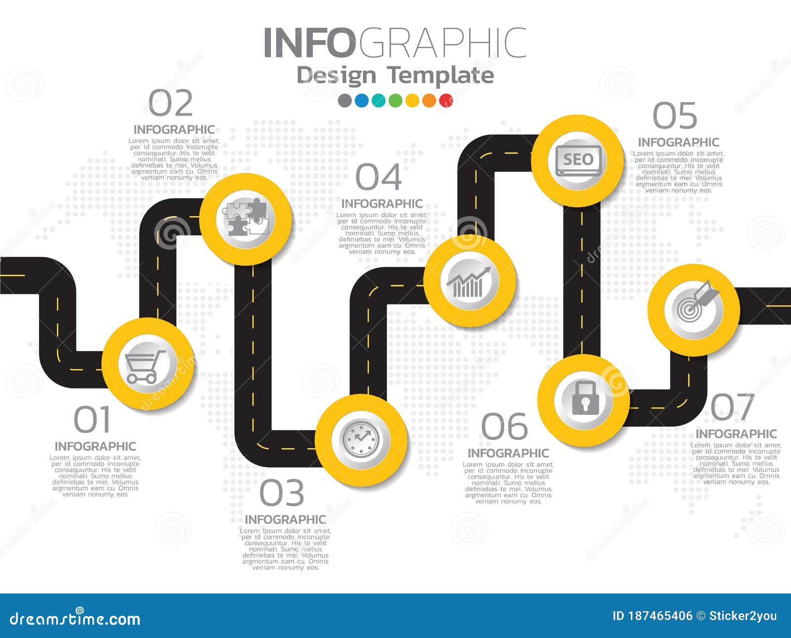 Infographic Template Design with 6 Color Options Stock Vector ...