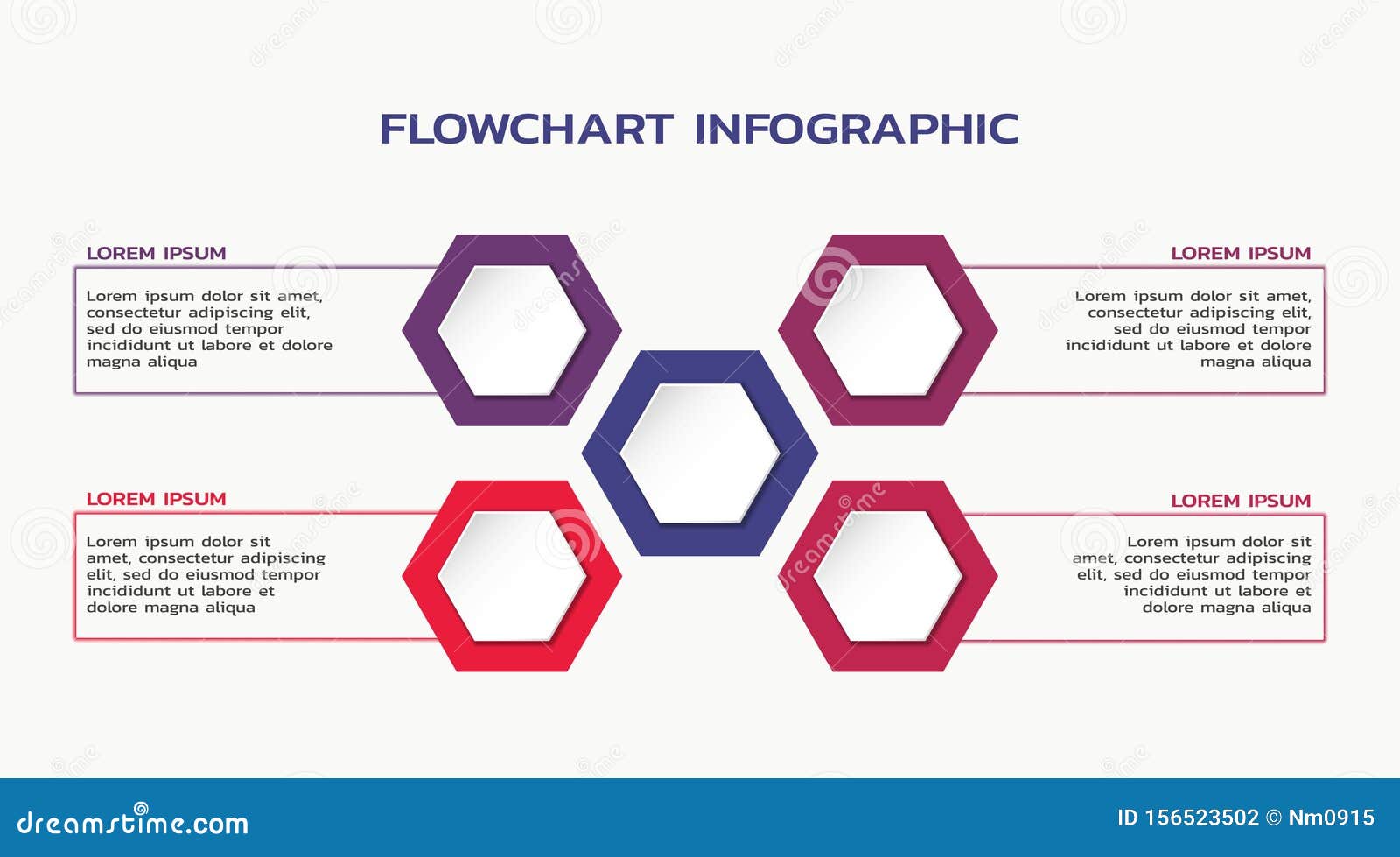 Infographic Template Design. Flowchart with Hexagon and Four Text Boxes ... Infographic Template Design. Flowchart with Hexagon and Four Text Boxes ...