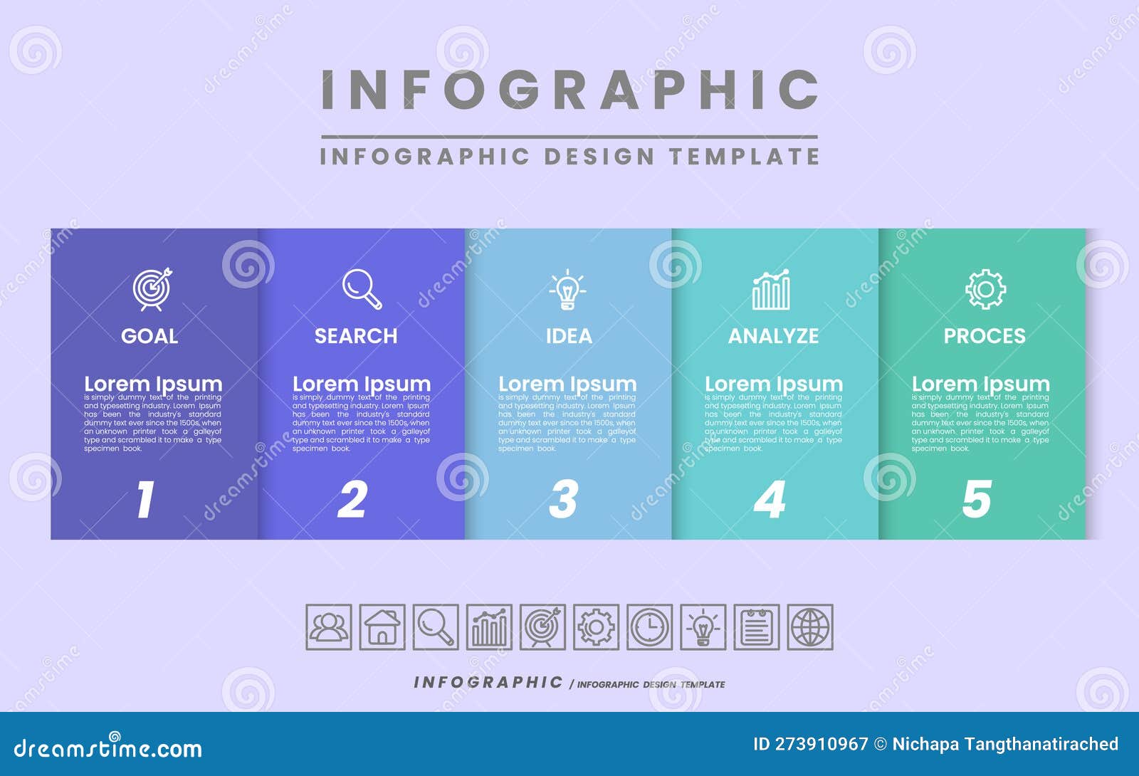 Infographic Template Design with Icons and 5 Options or Steps. Five ...