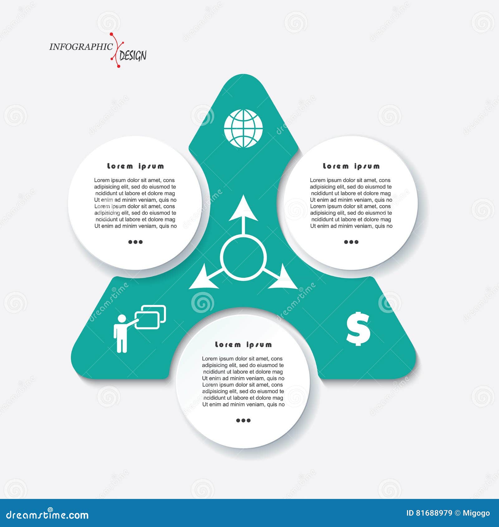 Infographic Template Design with Triangle and 3 Segments. Stock Vector ...