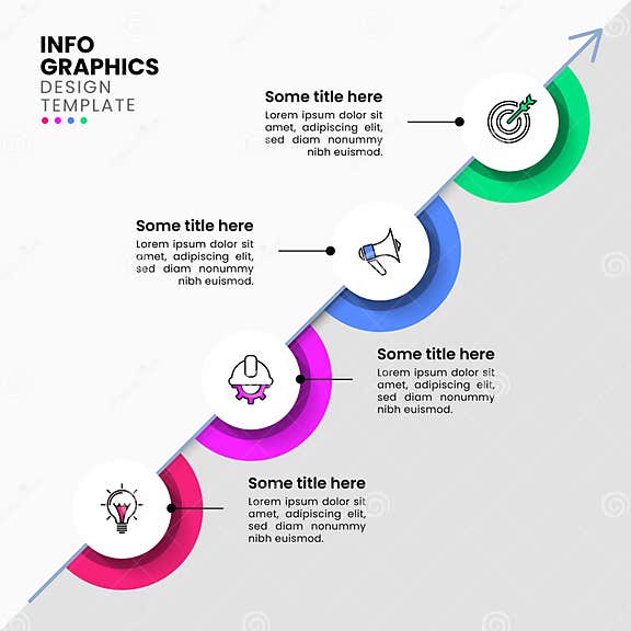 Infographic Template. Diagonal Circles with 4 Steps Stock Vector - Illustration of design ...
