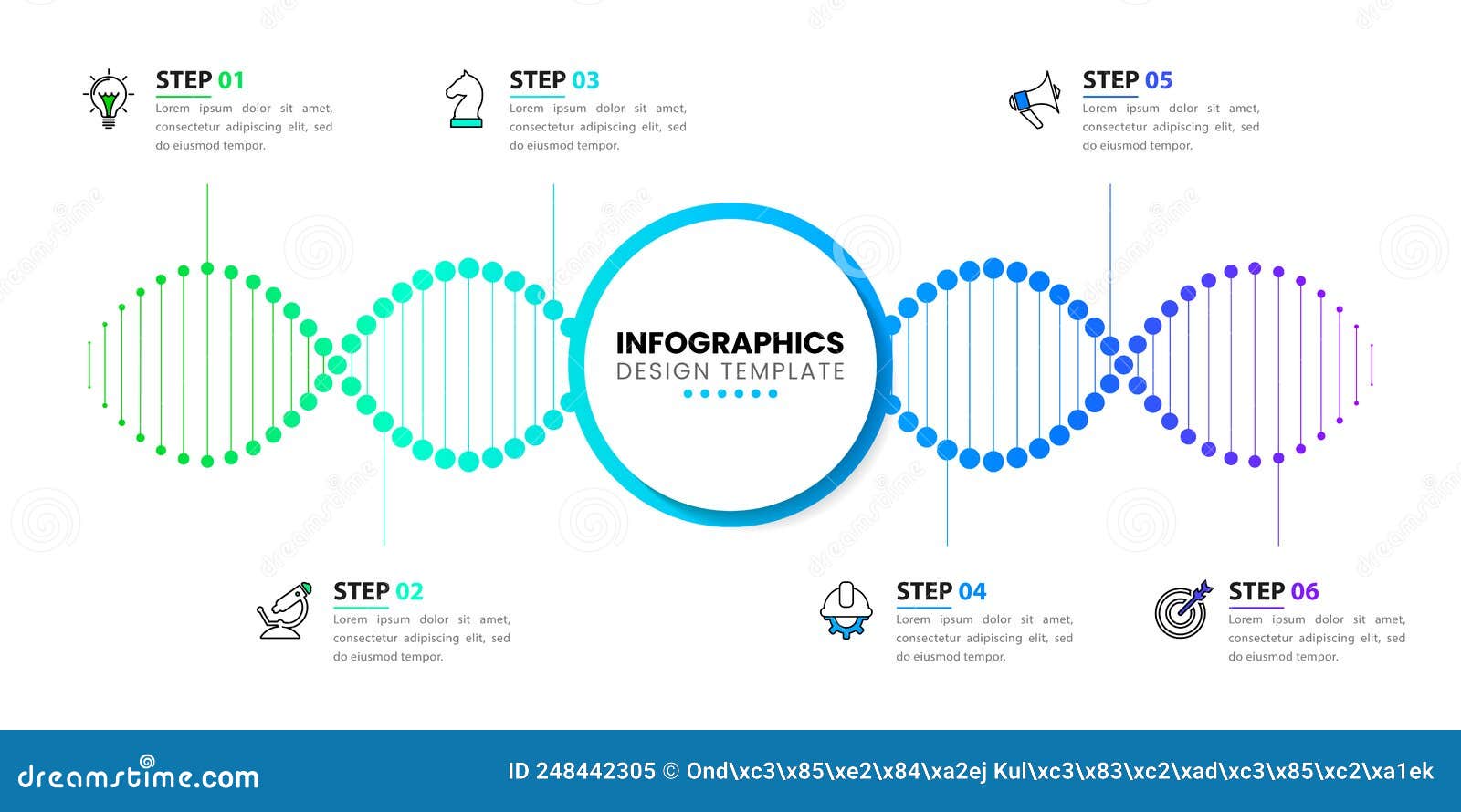 Infographic Template. DNA Concept with Six Steps Stock Vector ...