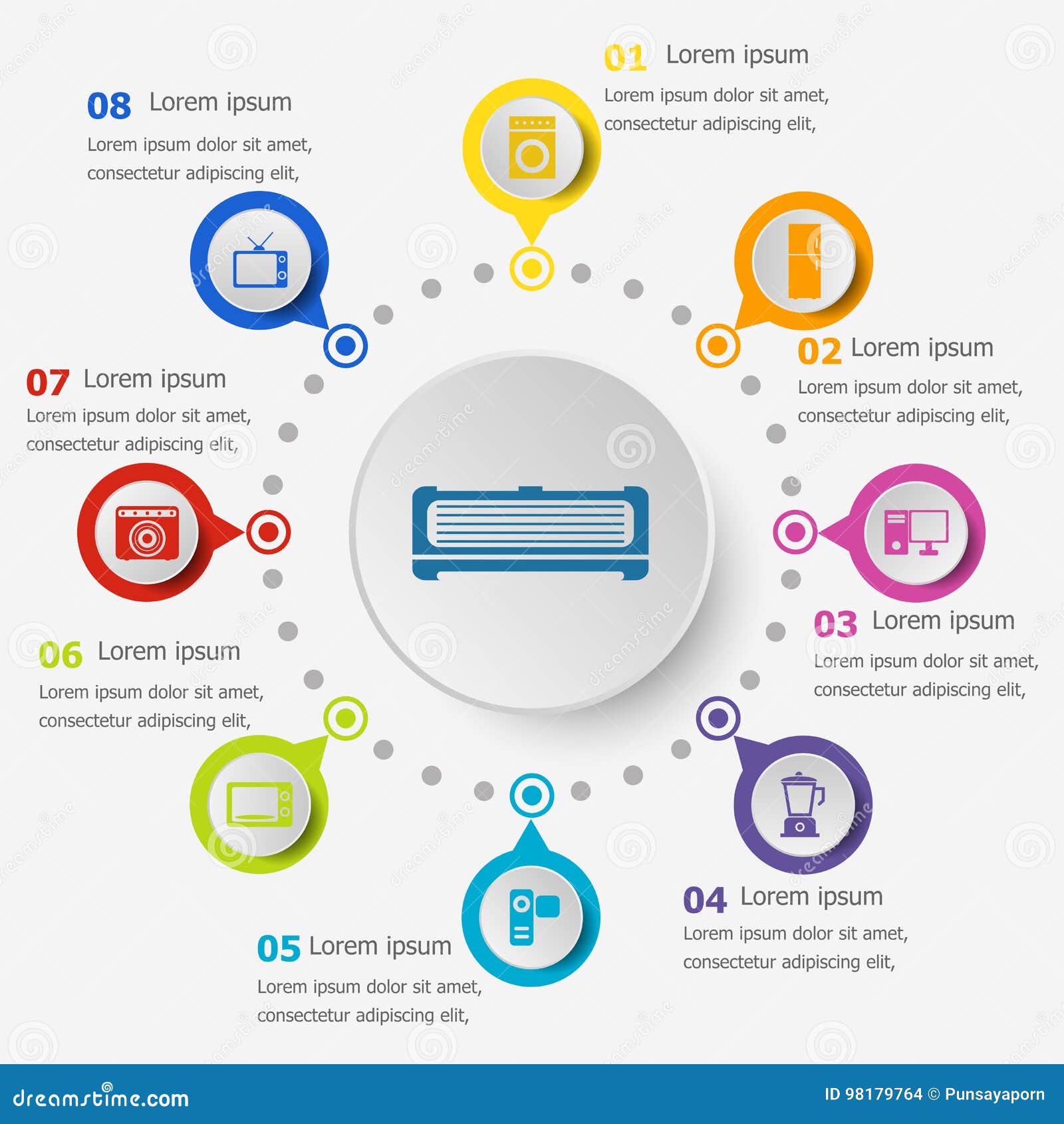 Infographic Template with Electrical Machine Icons Stock Vector ...