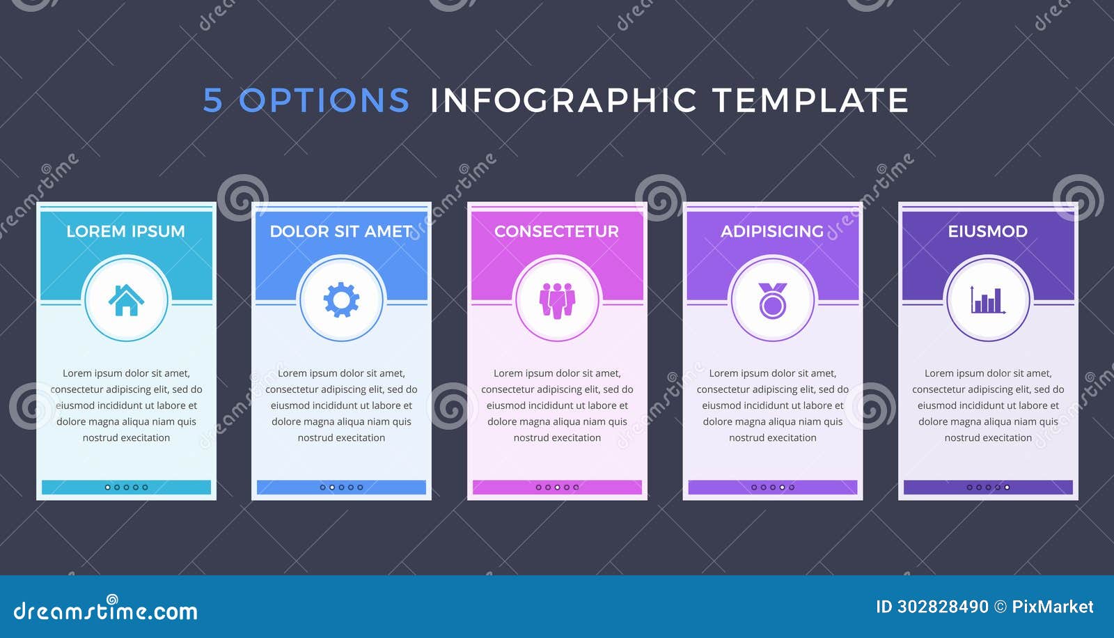 Infographic Template - 5 Elements Stock Vector - Illustration of project, graphic: 302828490