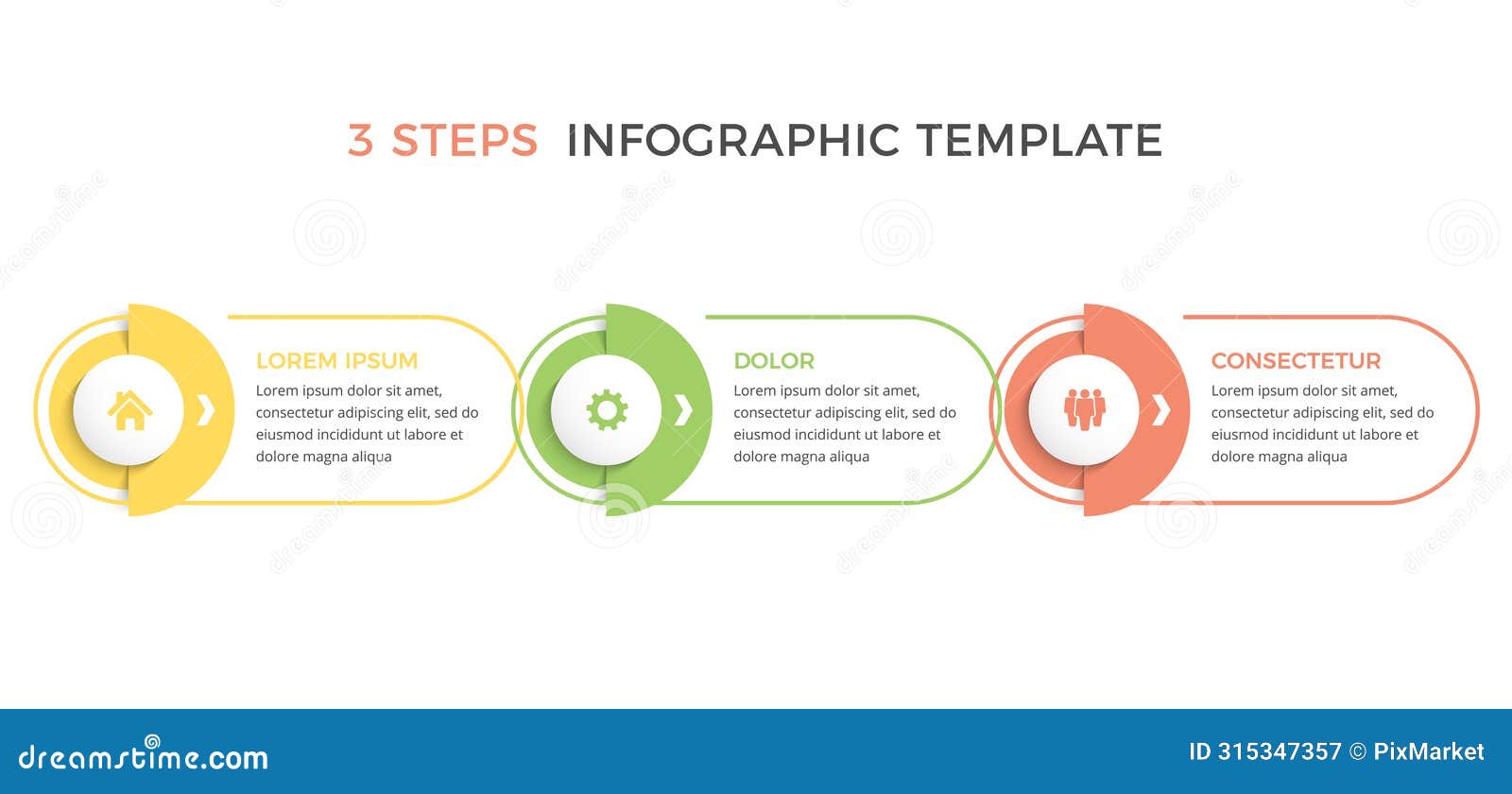 Infographic Template - 3 Elements Stock Vector - Illustration of flow ...
