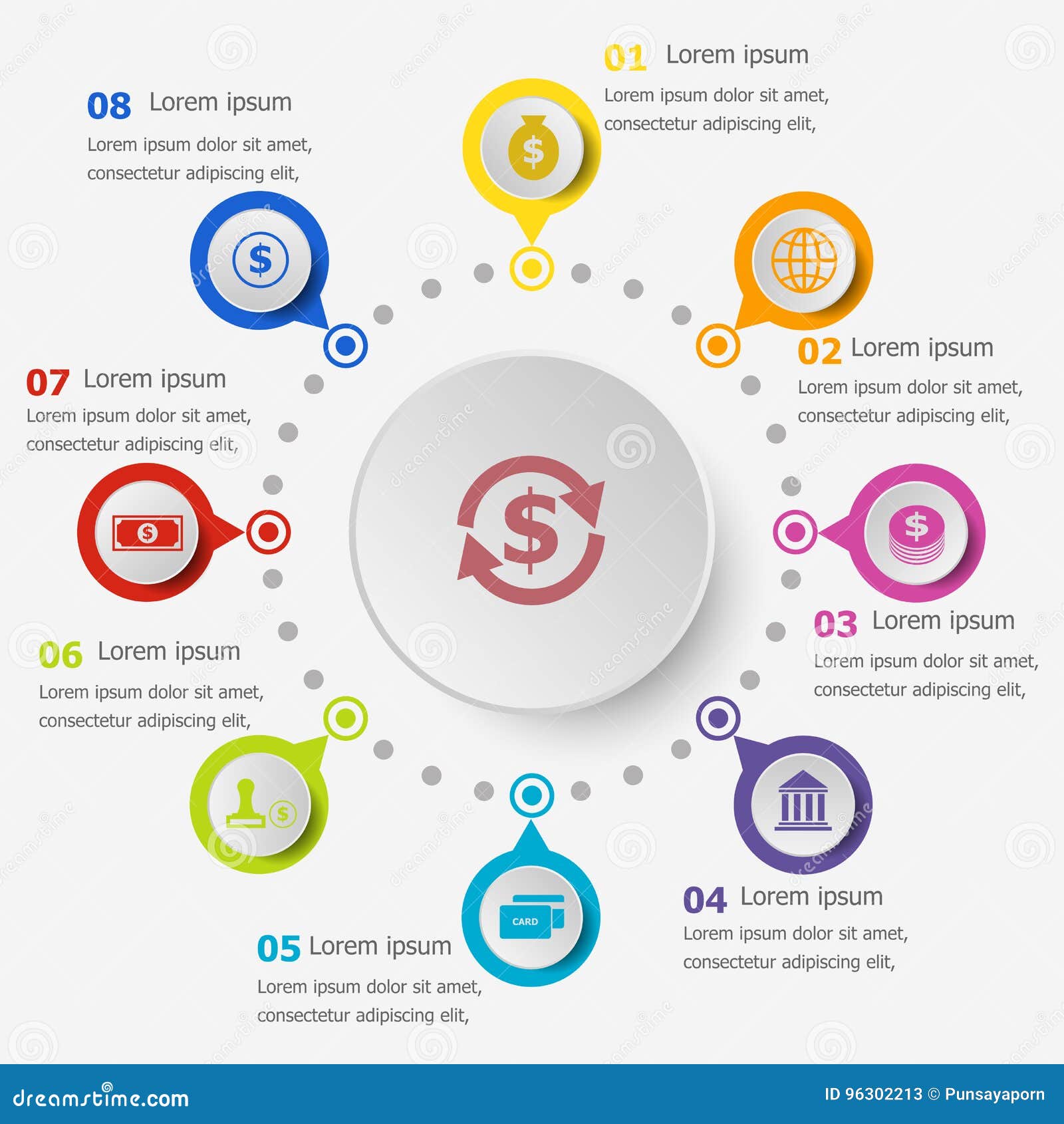 Infographic Template with Finance Icons Stock Vector - Illustration of ...