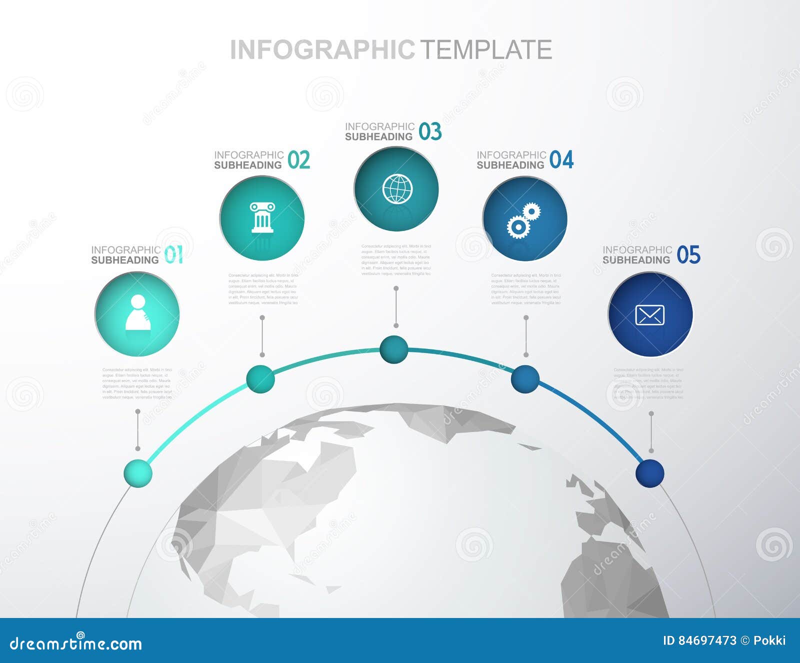 Five Circles Together, Teamwork Concept, Infographic Wheel, Vector Logo ...