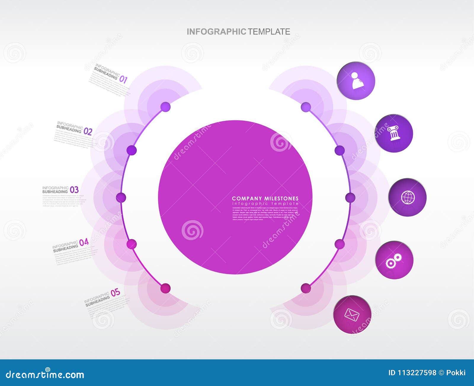 Infographic Template with Five Colorful Shapes and Icons. Stock Vector ...