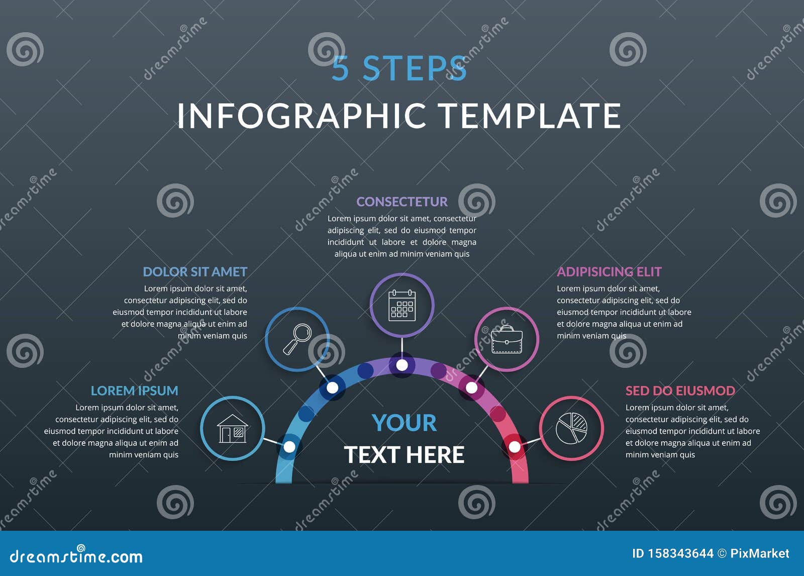 Infographic Template with Five Elements Stock Vector - Illustration of ...