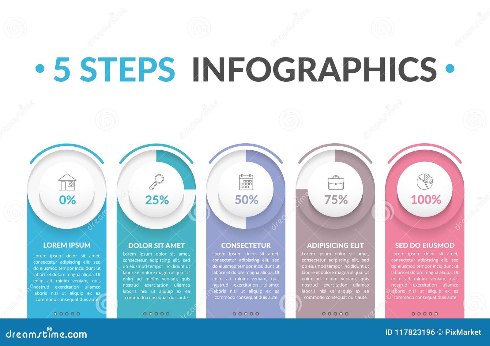 5 Steps Infographics stock vector. Illustration of indicators - 117823196