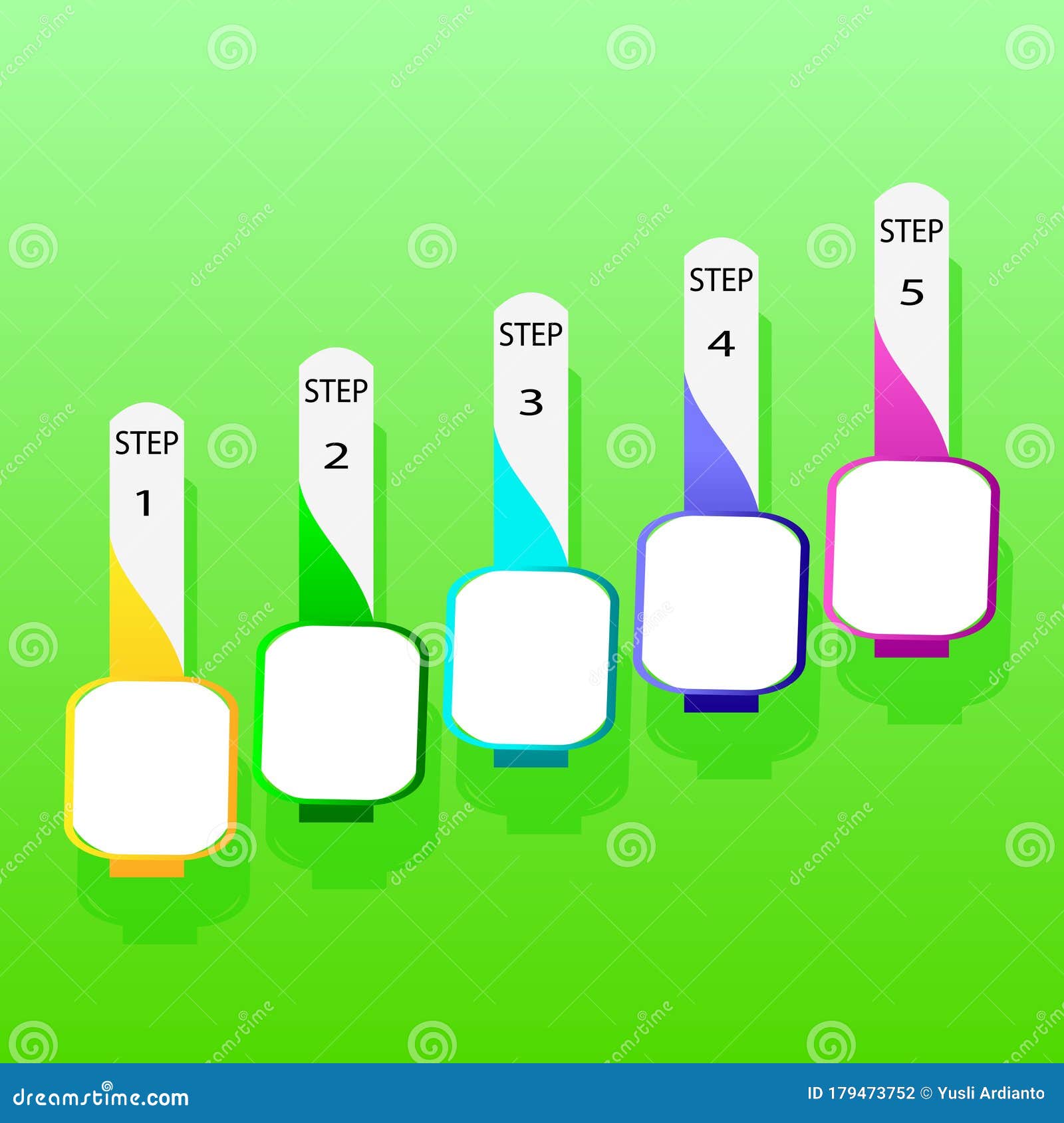 Infographic Template in Five Steps Full Color Stock Vector ...