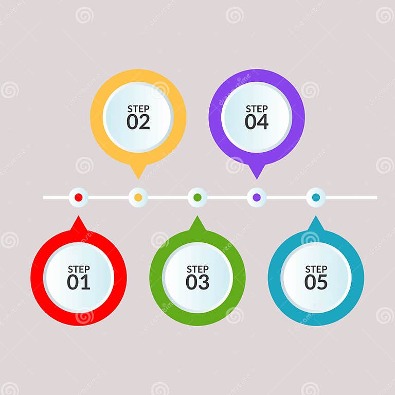 Infographic Template of Five Steps or Workflow Diagram Poster Stock ...