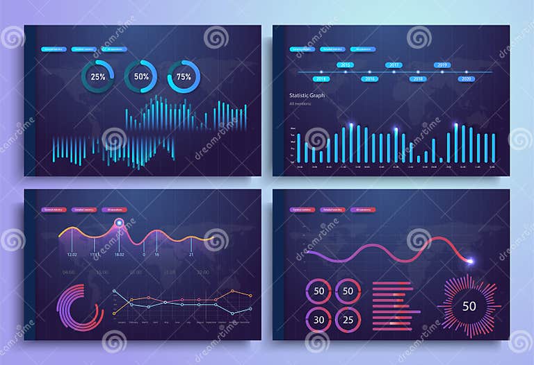 Infographic Template with Flat Design daily Statistics Graphs ...